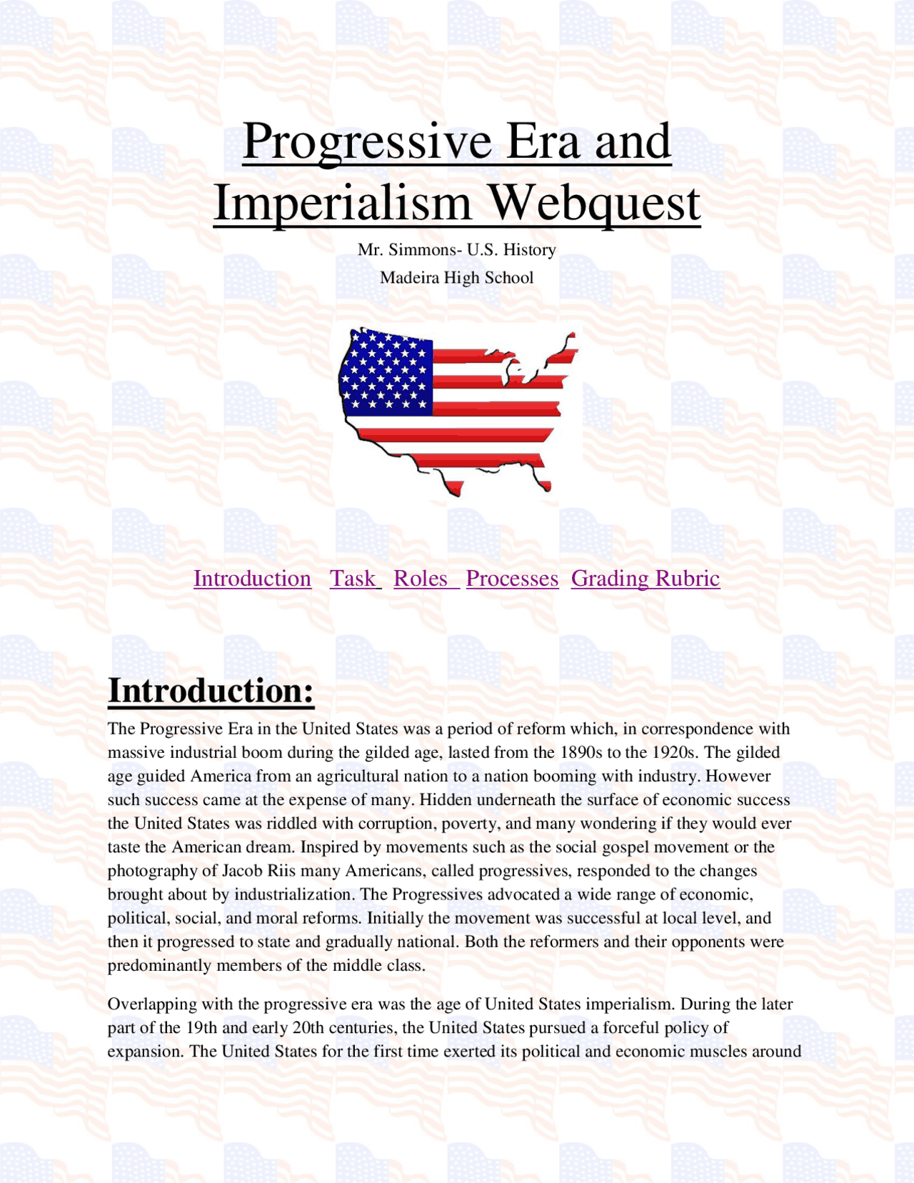 Progressive Era and Imperialism Webquest | Study notes Business | Docsity