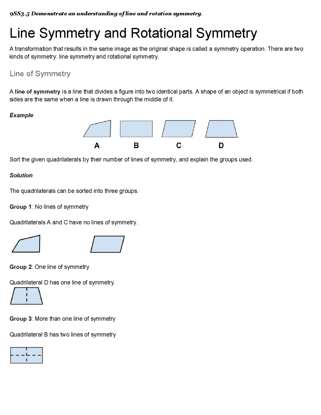 Line Symmetry And Rotational Symmetry Lecture Notes Geometry Docsity