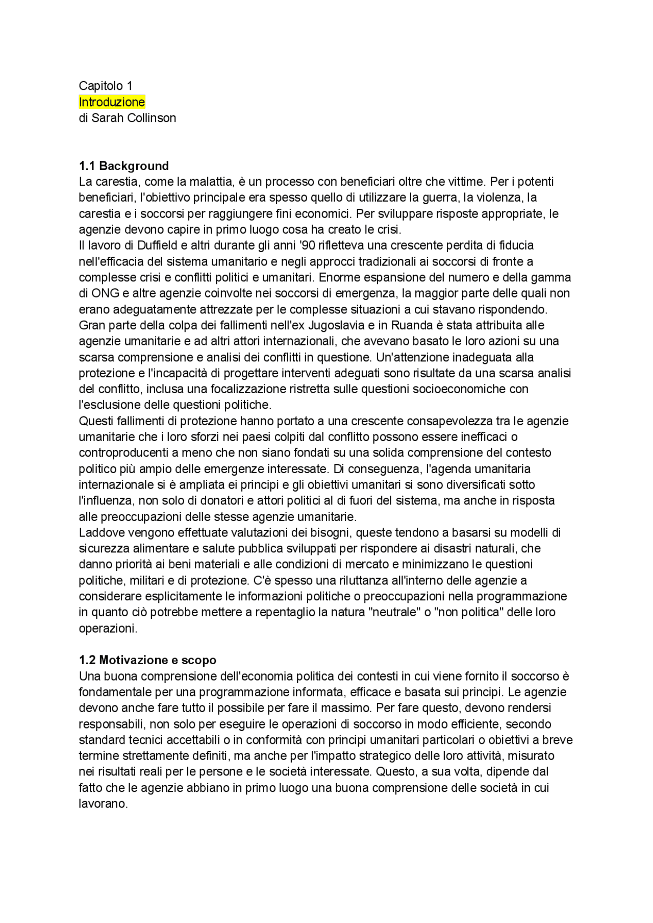 "Introduction" di Sarah Collinson | Appunti di Geografia - Docsity