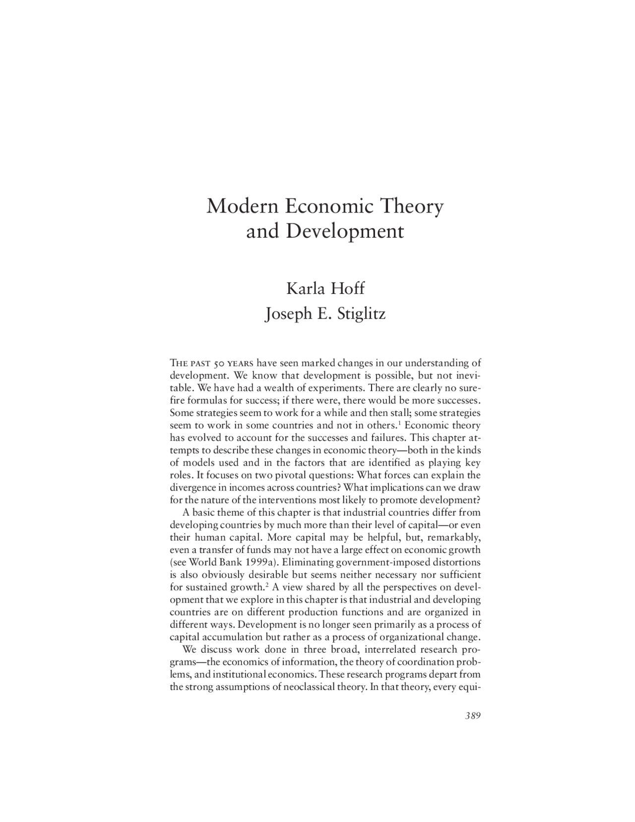 Modern Economic Theory and Development: Institutional Influences and ...