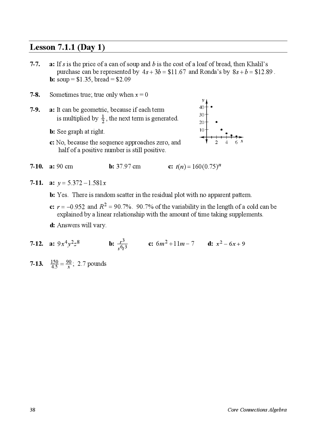 Lesson 7.1.1 (Day 1) | Study notes Algebra | Docsity