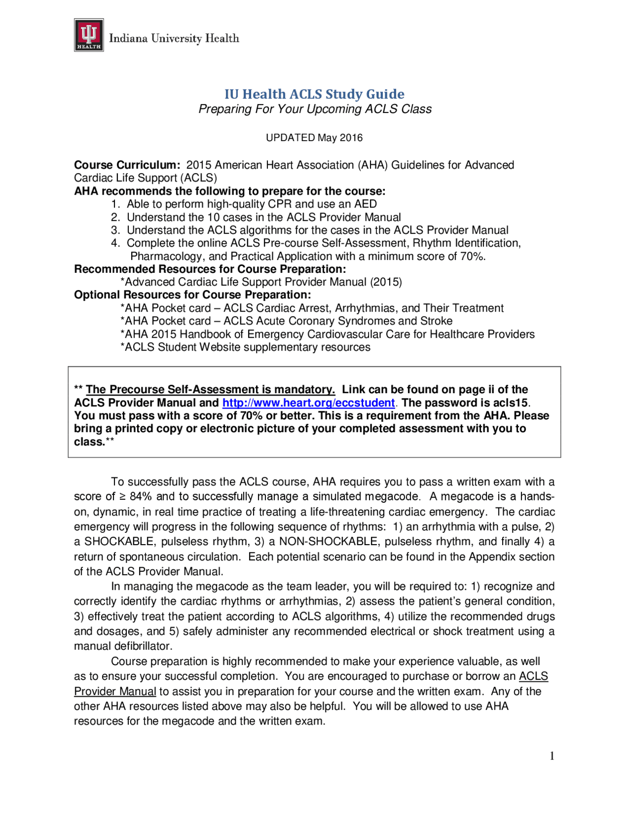 ACLS Nitty Gritty Study Guide | Study notes Pharmacology | Docsity
