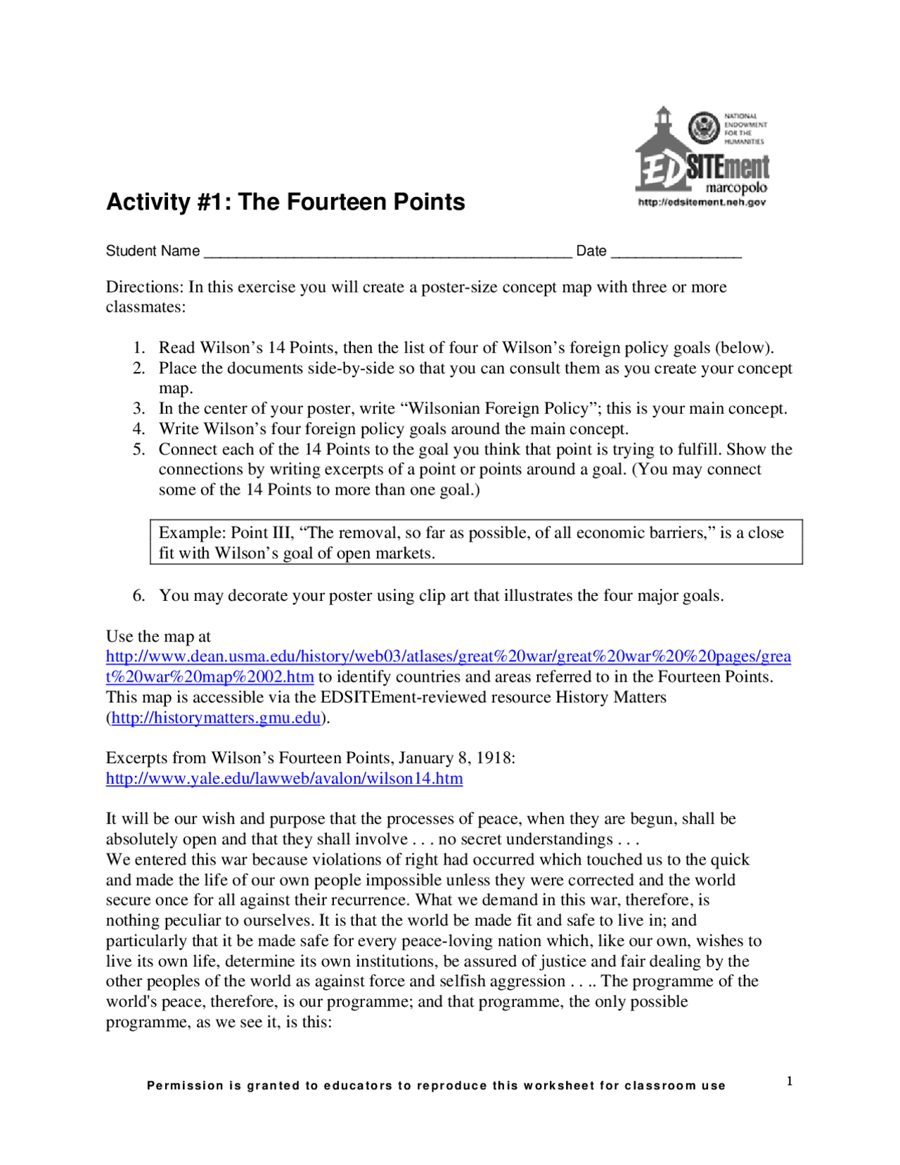 “Fighting for the peace: the fate of Wilson's Fourteen Points ...