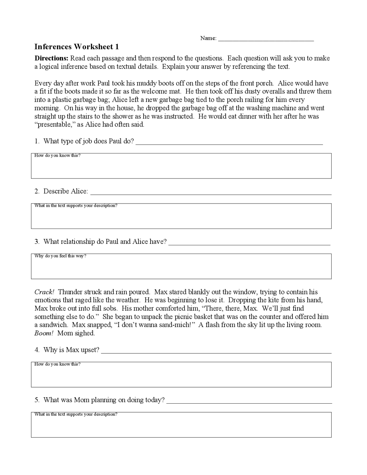 Inferences Worksheet 1 | PDF | Summaries Science education | Docsity