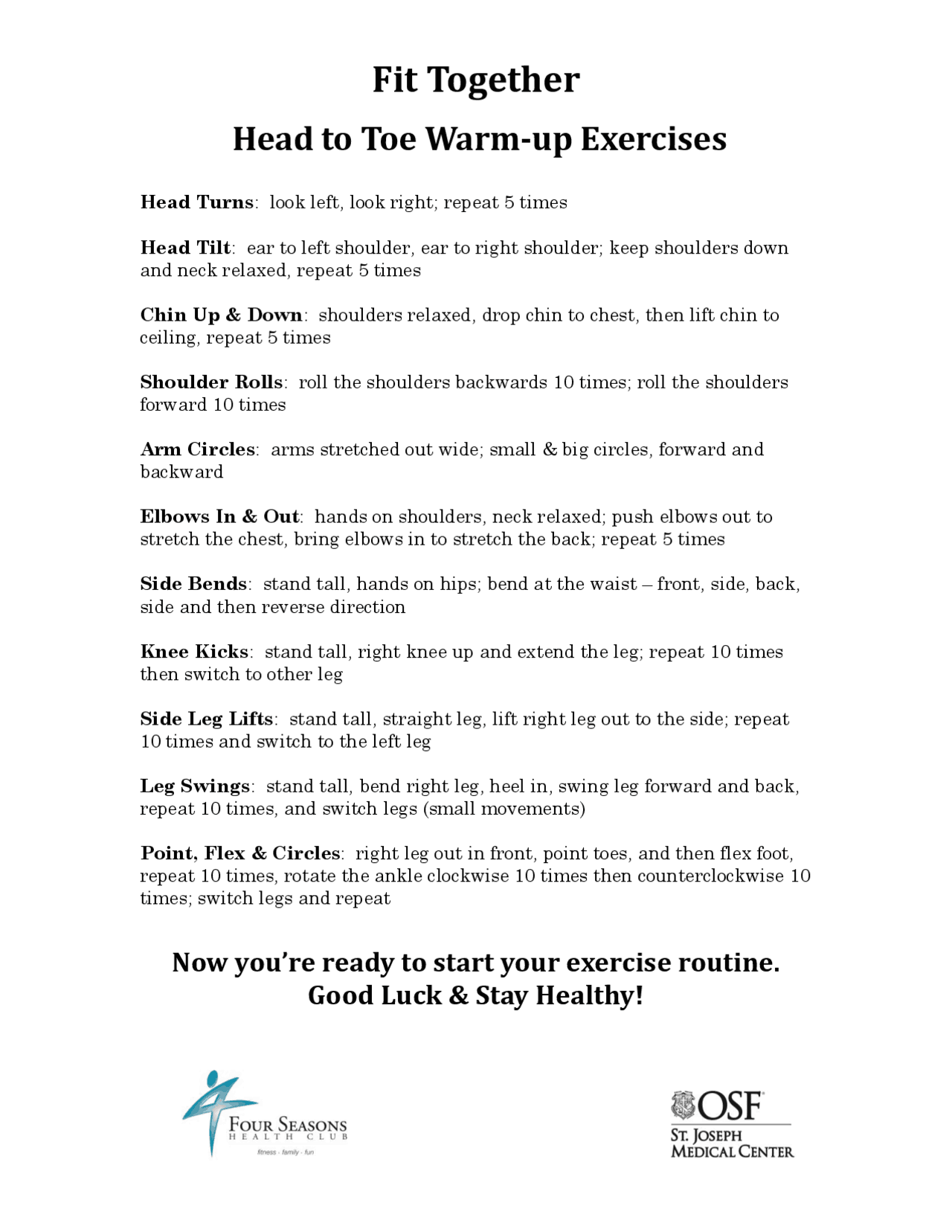 Head to Toe Warm-up Exercises | Exercises Physical Activity and Sport ...