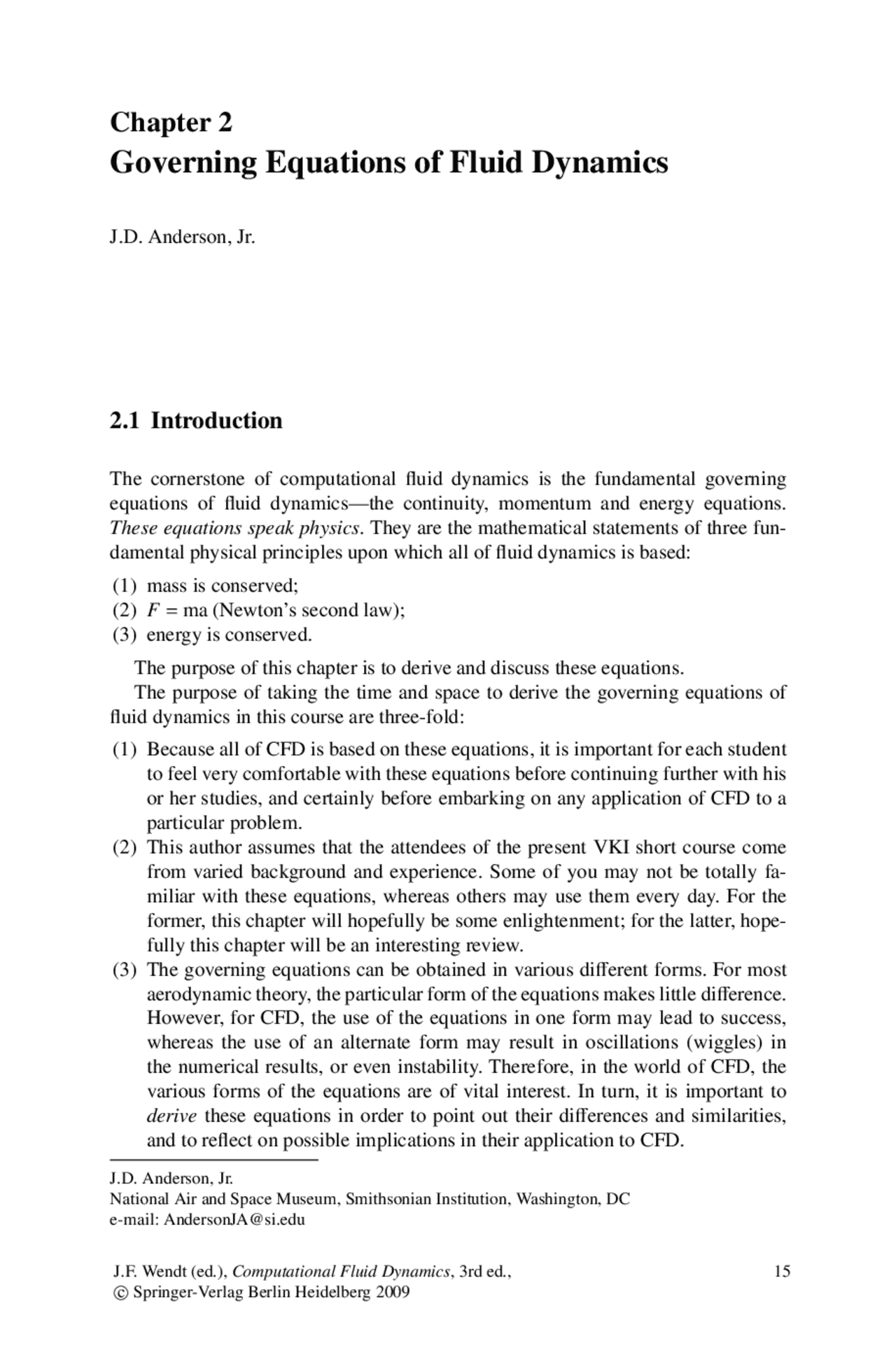 Governing Equations Of Fluid Dynamics Lecture Notes Fluid Dynamics