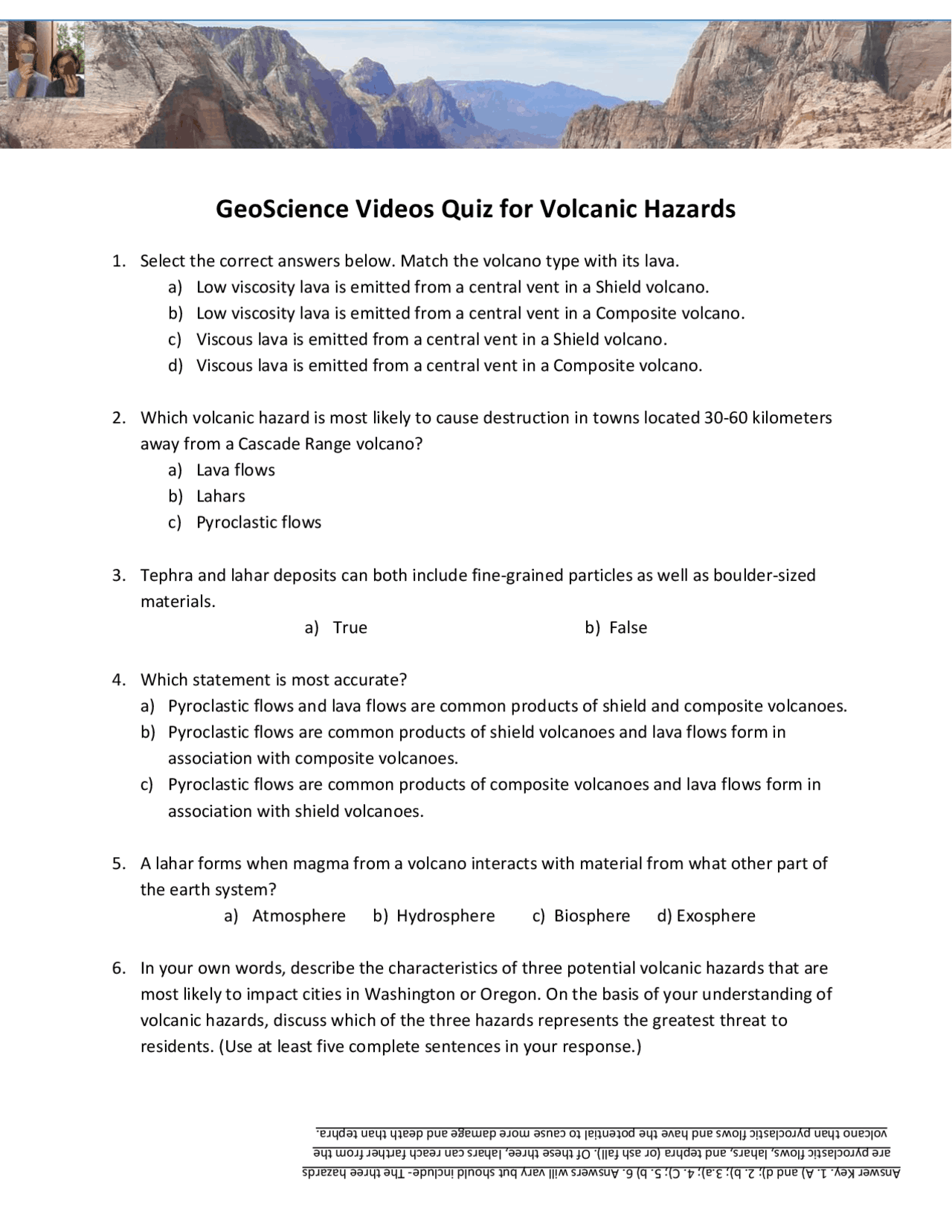 GeoScience Videos Quiz for Volcanic Hazards | Summaries Volcanology ...