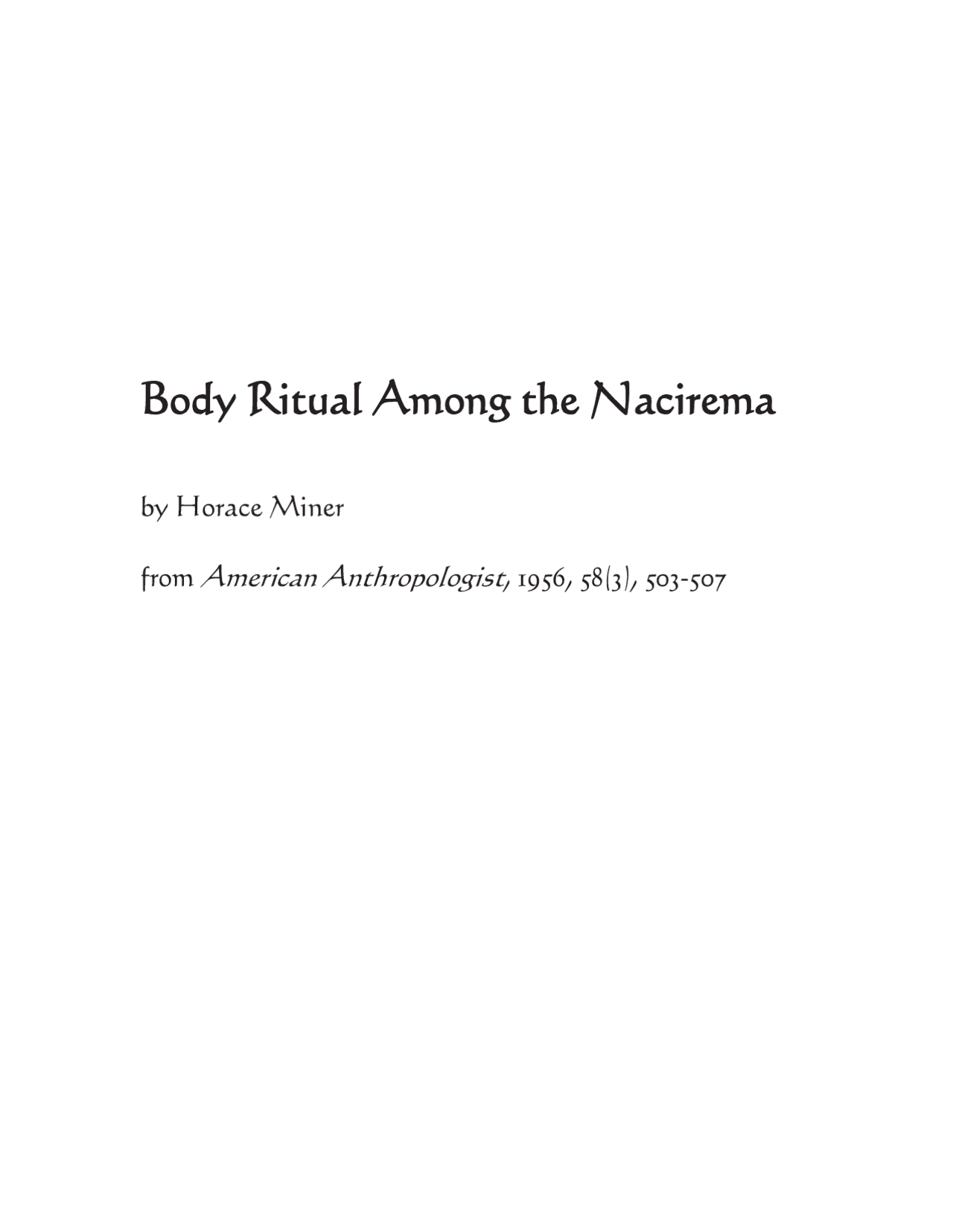 Body Ritual Among the Nacirema | Study notes Anthropology and Sociology ...