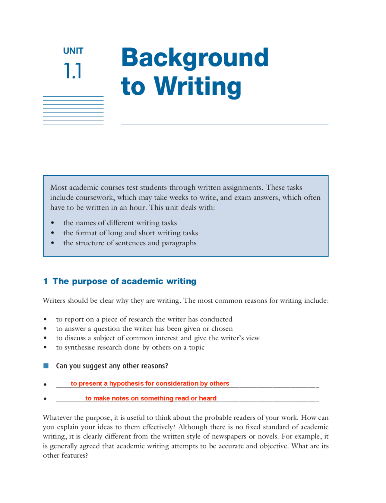 Academic Writing Lecture Notes Construction Docsity