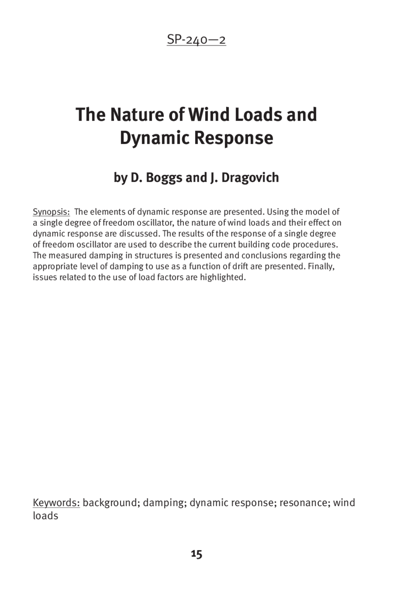 The Nature Of Wind Loads And Dynamic Response Lecture Notes Design