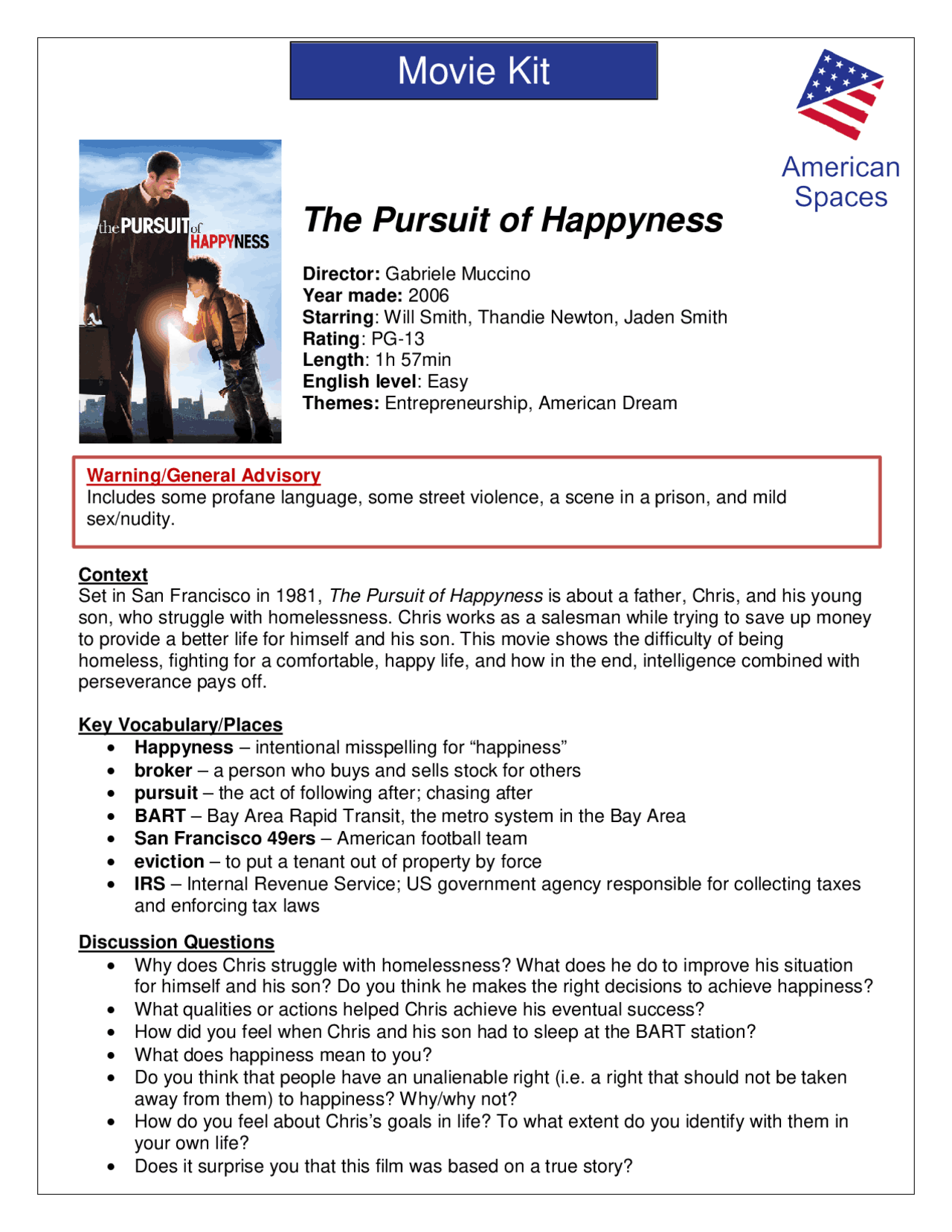 The Pursuit of Happyness | Summaries English | Docsity