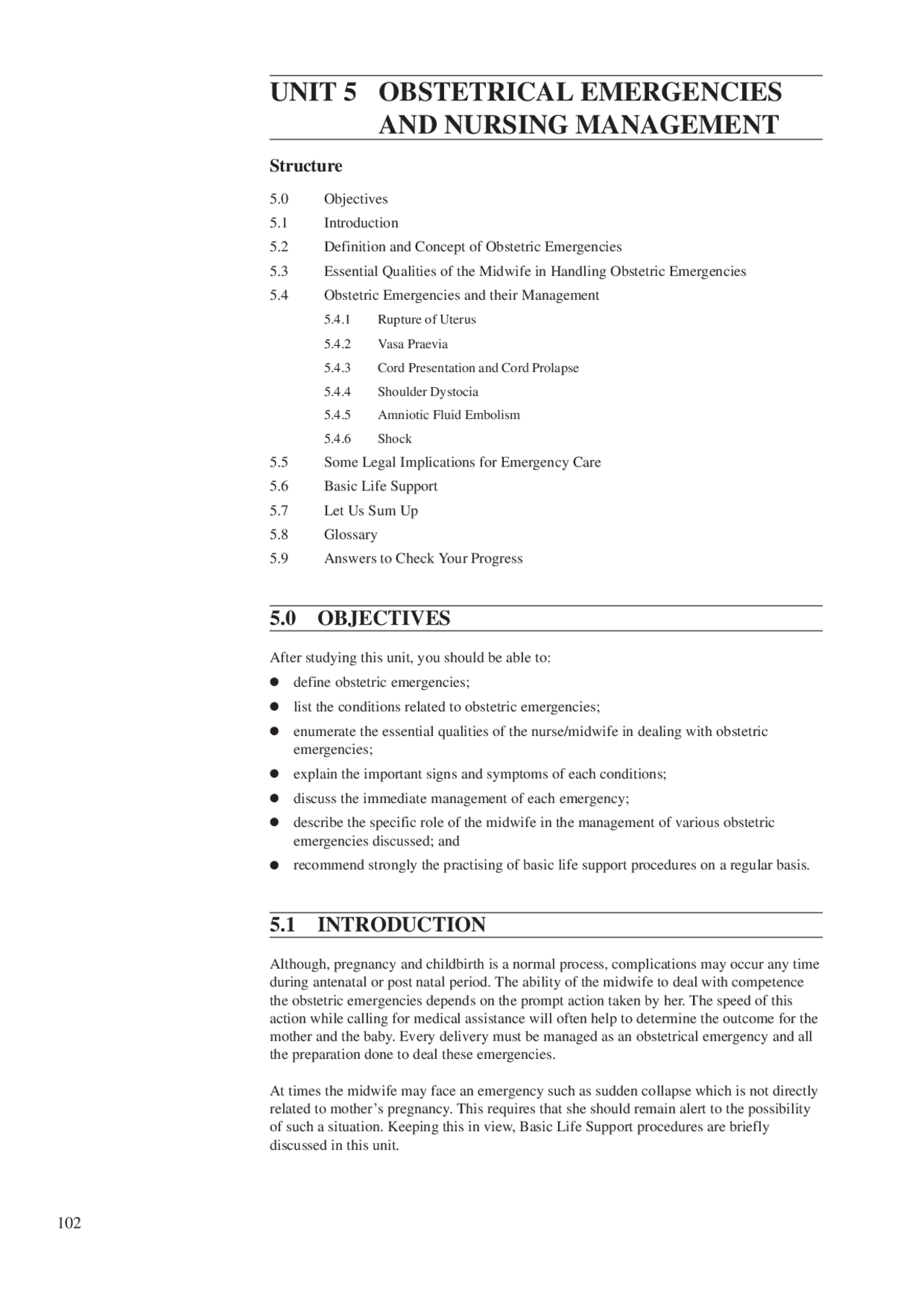 Unit 5 Obstetrical Emergencies And Nursing Lecture Notes Nursing