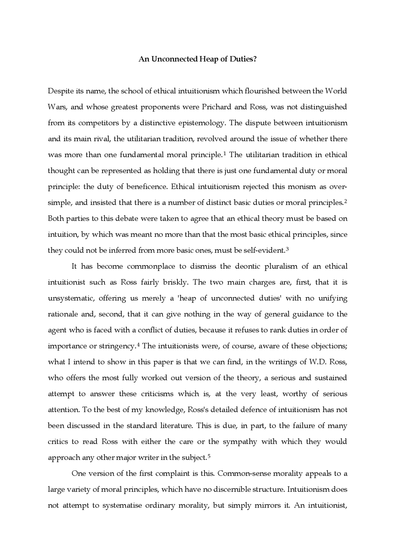 W.D. Ross's Theory of Prima Facie Duties: A Systematic Approach ...