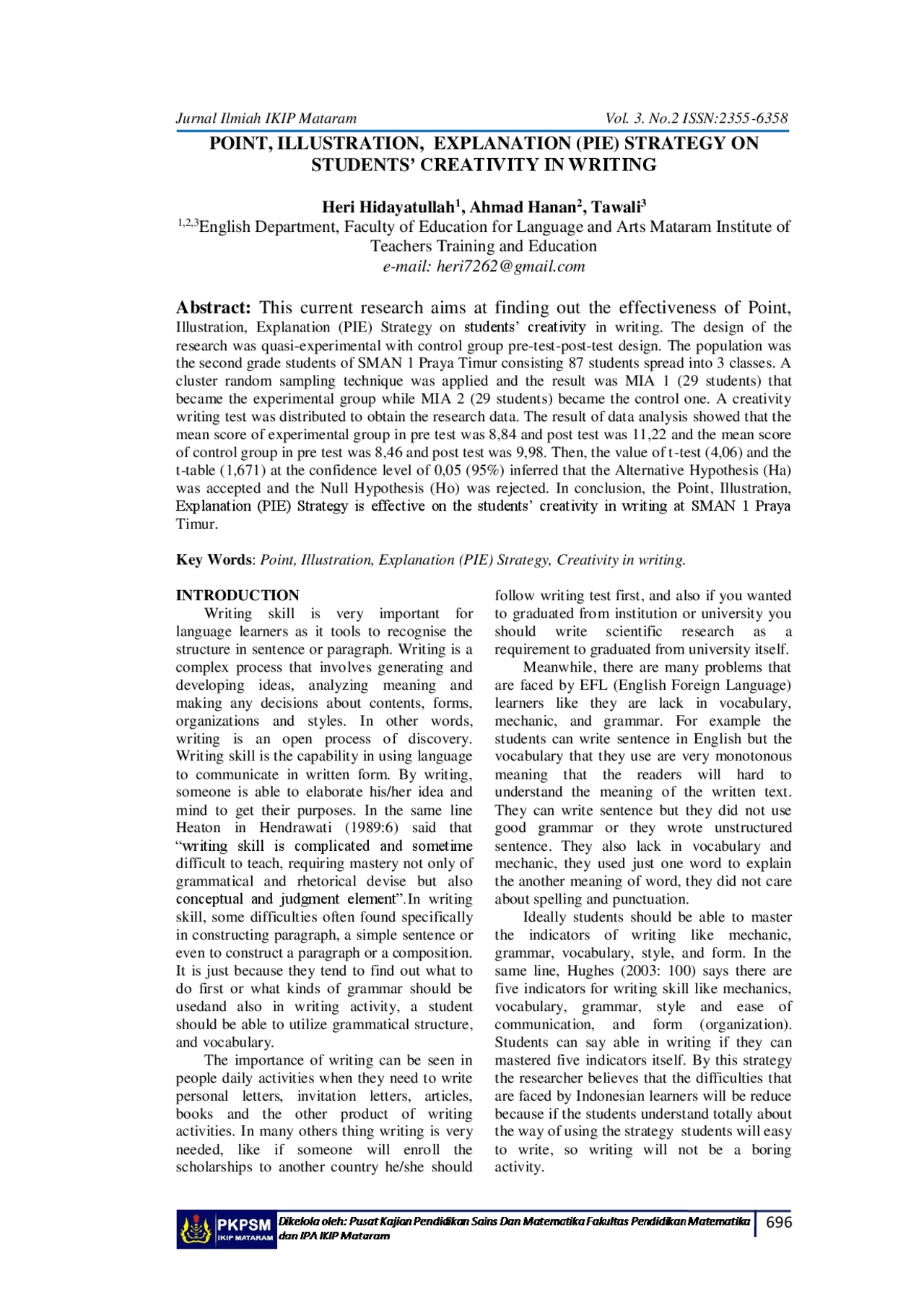 POINT, ILLUSTRATION, EXPLANATION (PIE) STRATEGY ON ... | Lecture notes ...
