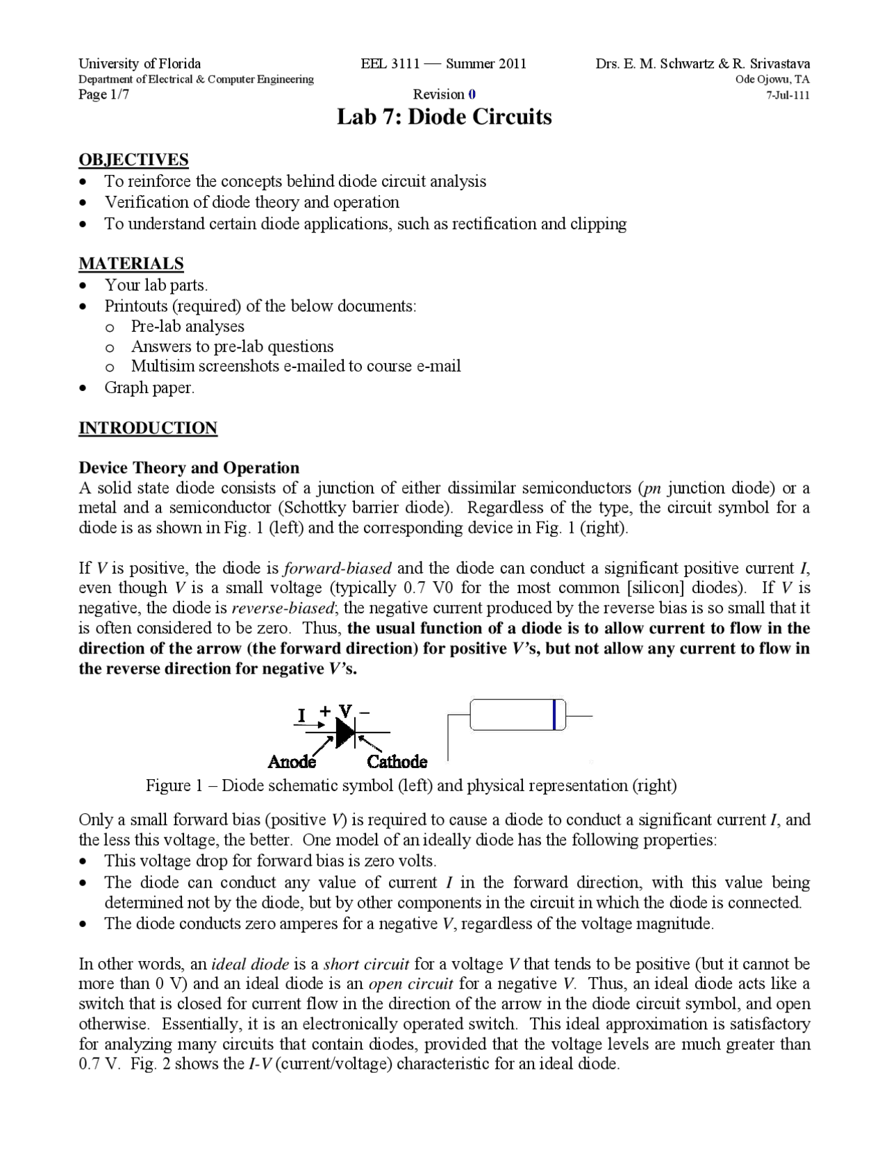 Lab 7 Diode Circuits Slides Engineering Docsity
