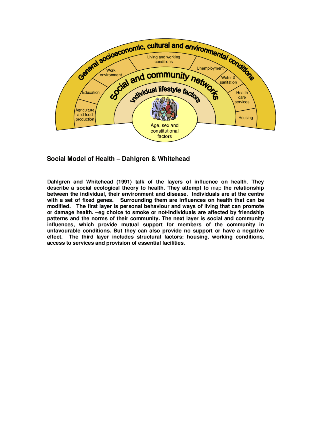 Dahlgren And Whitehead 1991 Model Of The Determinants Of Understanding
