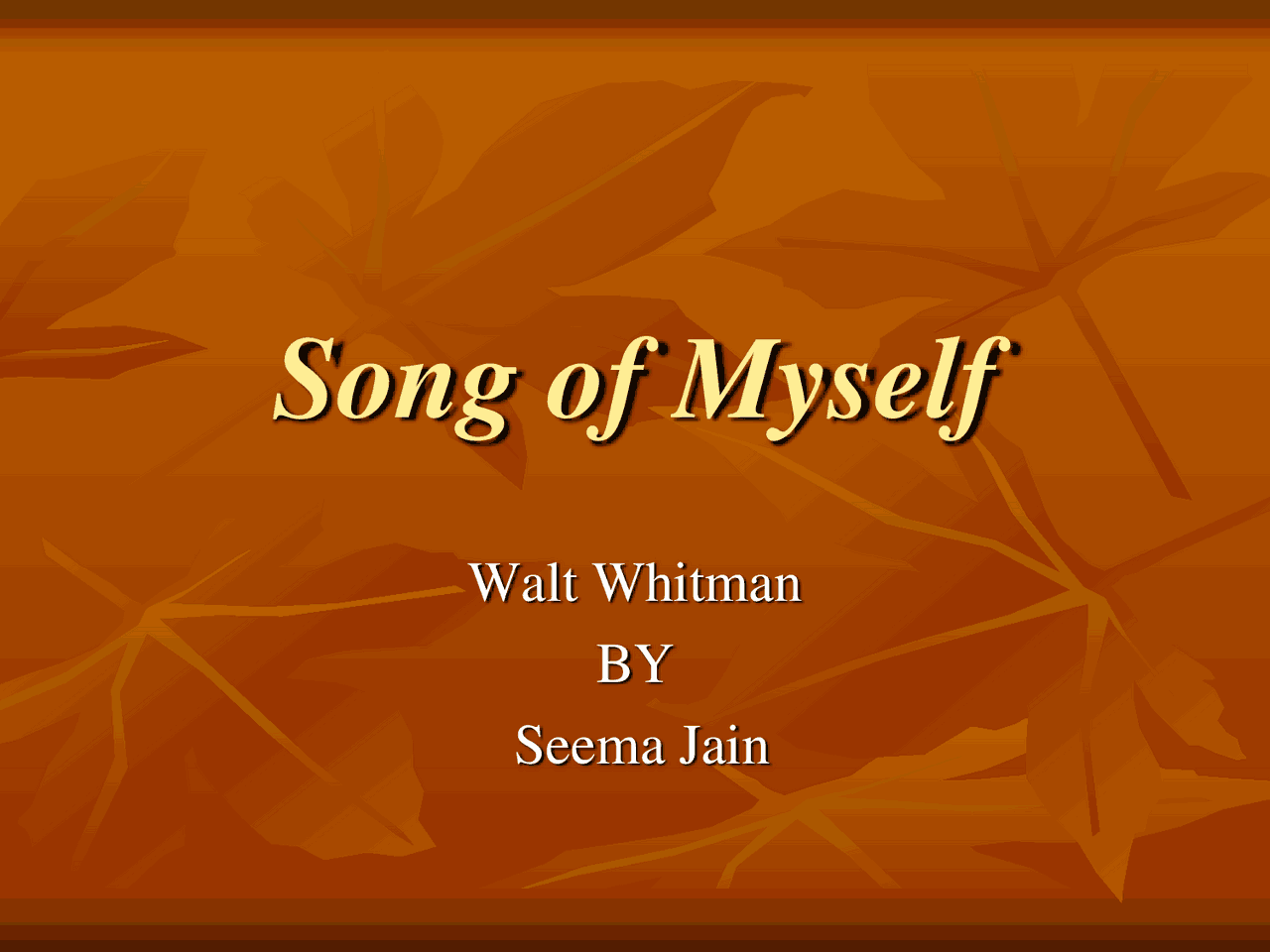 Song of Myself | Lecture notes Poetry | Docsity