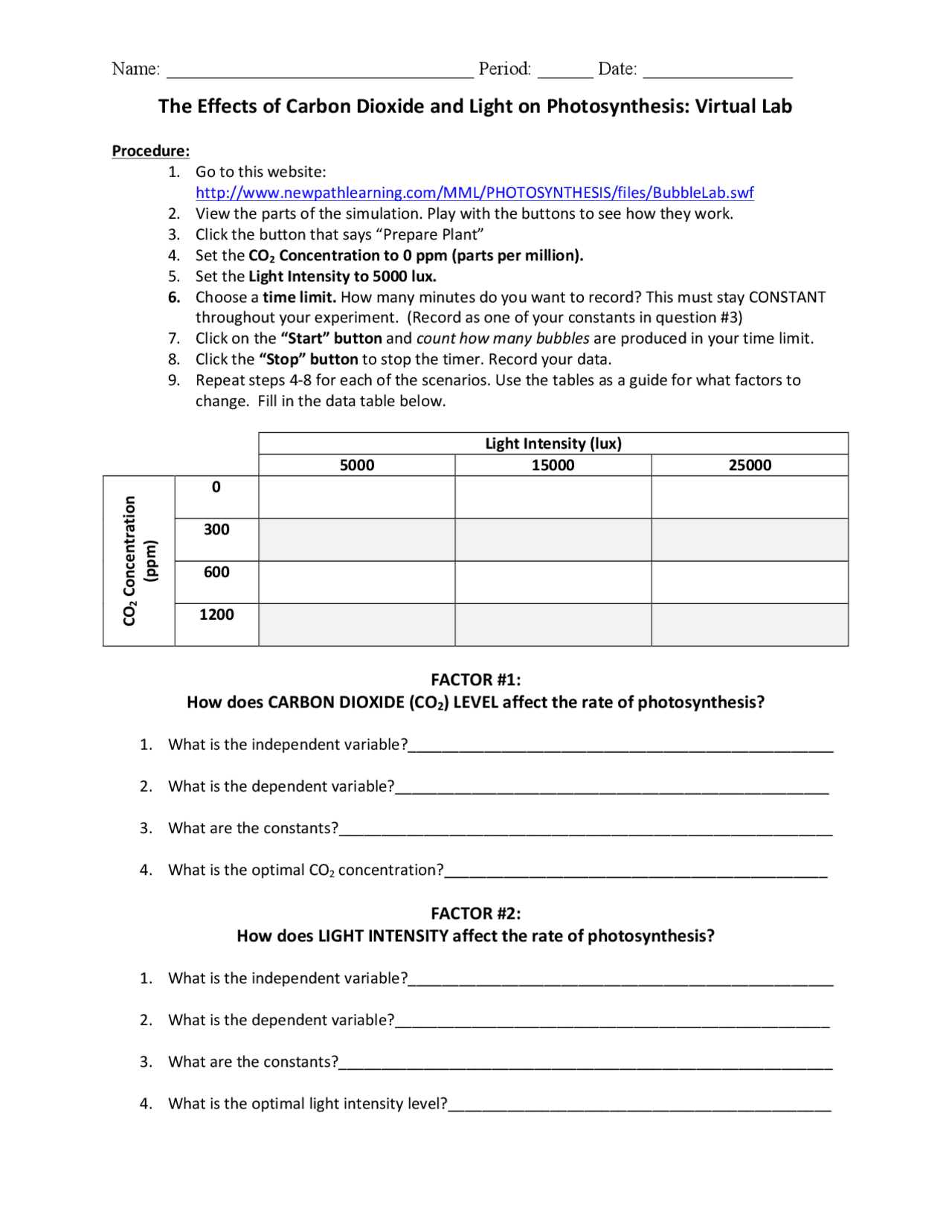 The Effects of Carbon Dioxide and Light on Photosynthesis | Lecture ...
