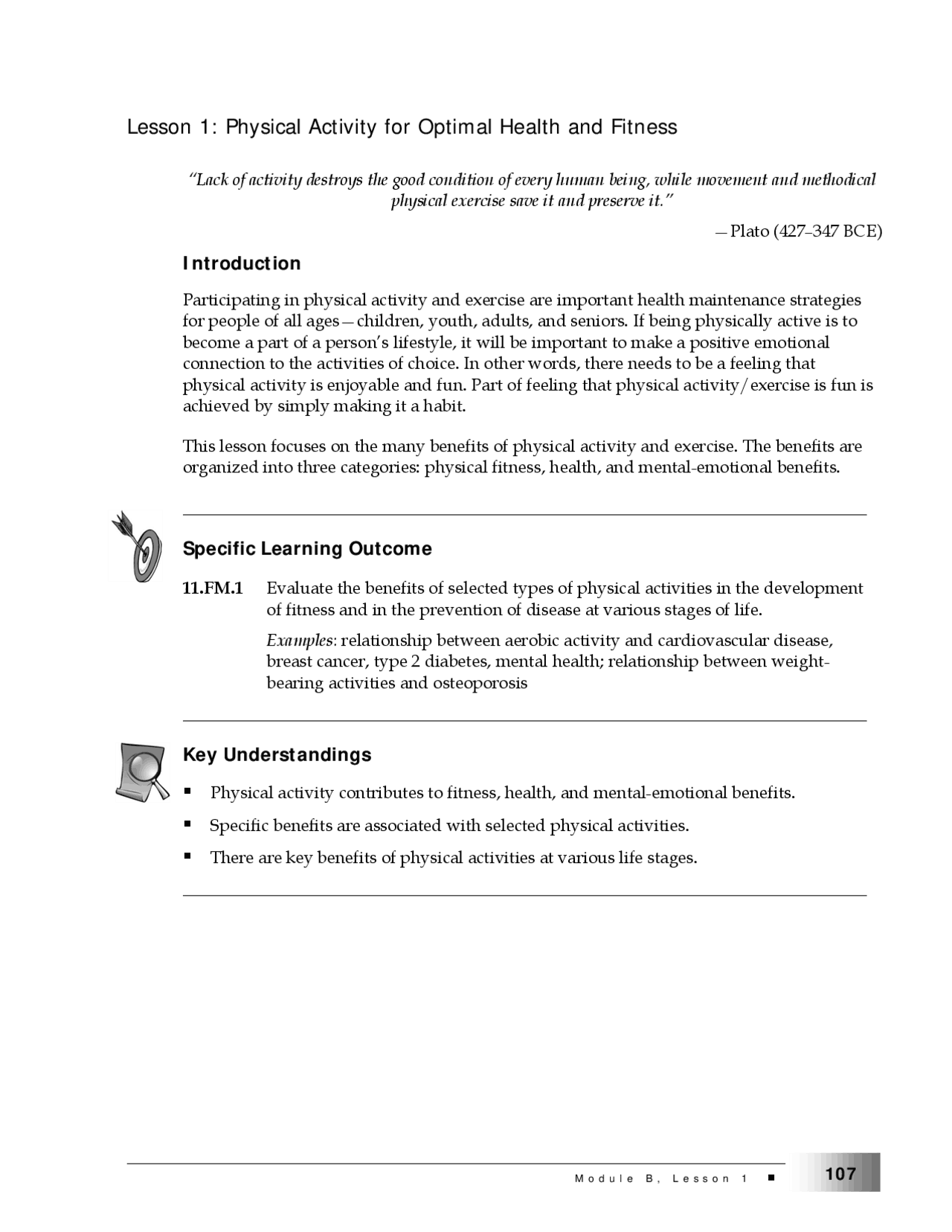 Lesson 1: Physical Activity for Optimal Health and Fitness | Exams ...
