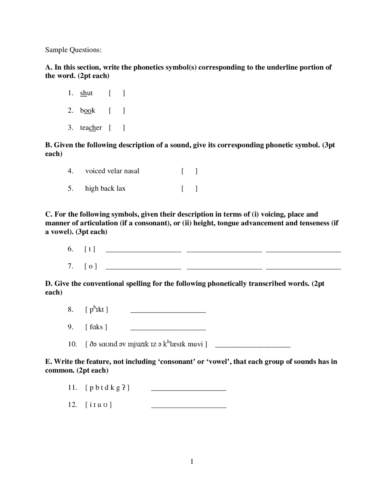 Phonetics Quiz Sample Questions.pdf | Study notes Phonetics and ...