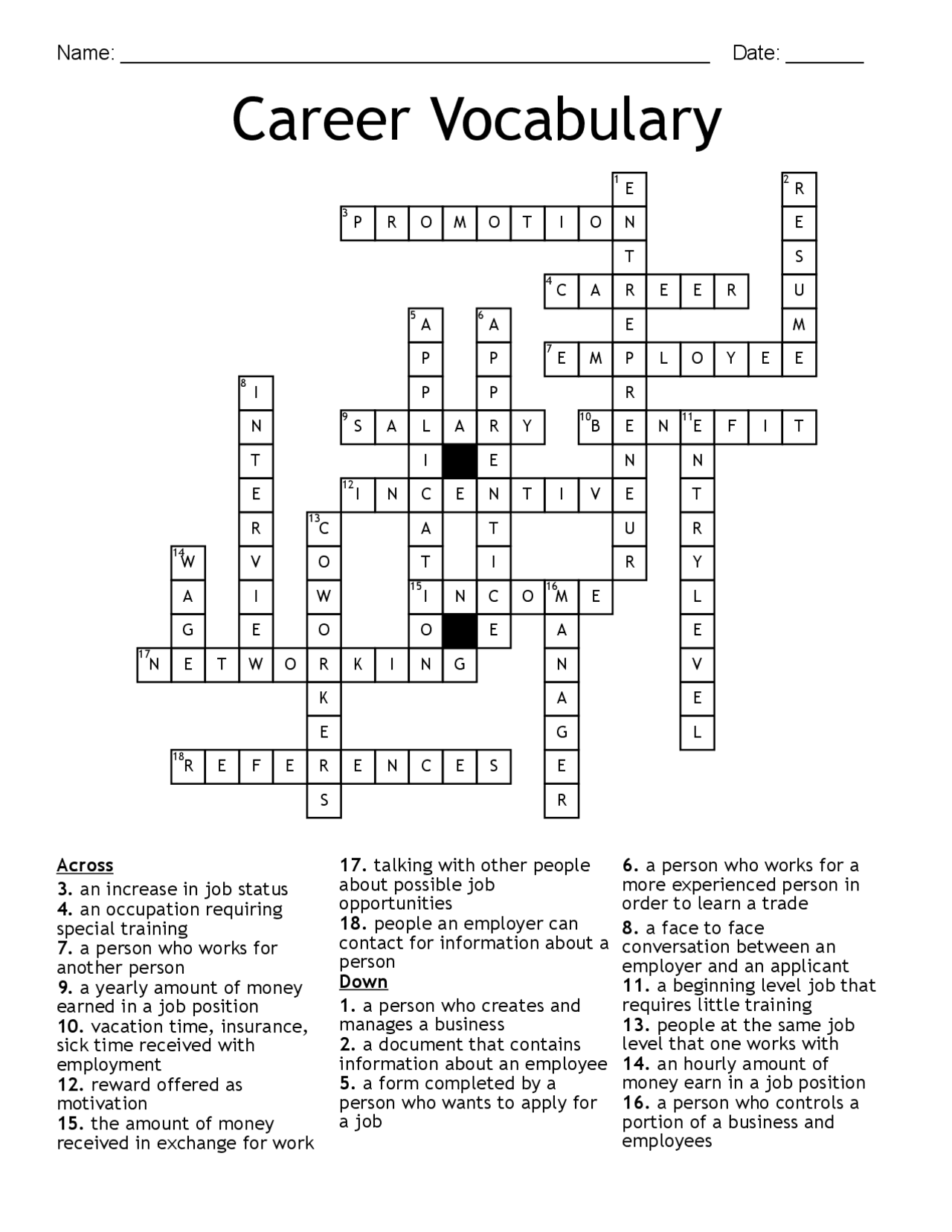 Career Vocabulary | Study notes Business | Docsity