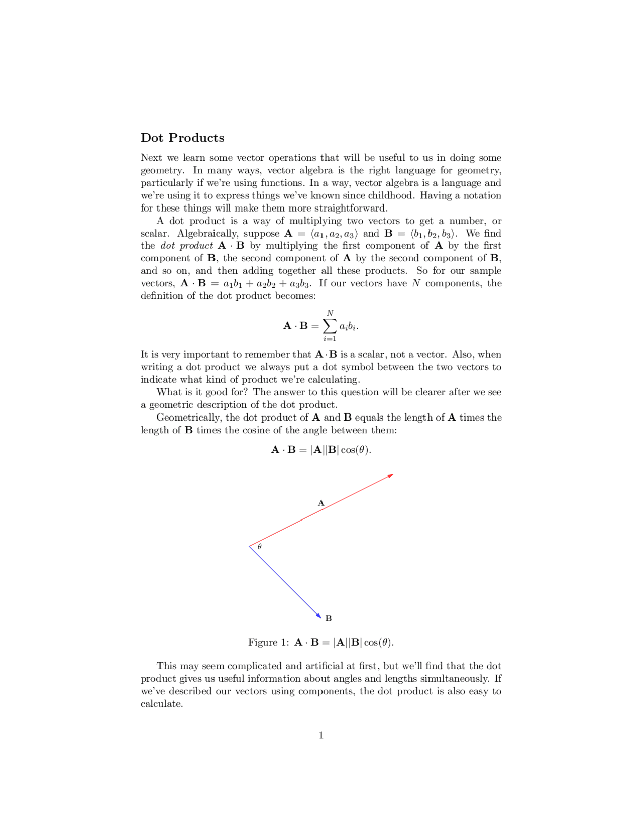 Dot Product: Algebraic and Geometric Interpretations | Summaries Algebra | Docsity