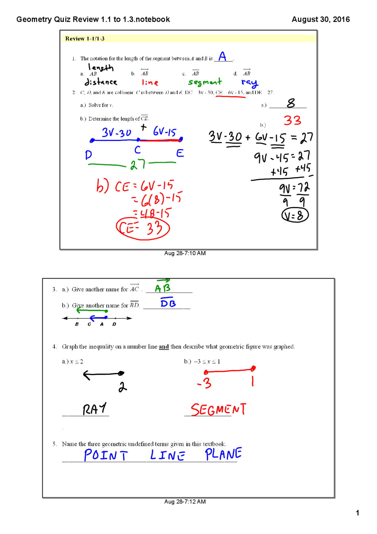 Geometry Quiz Review 11 To 13notebook Schemes And Mind Maps