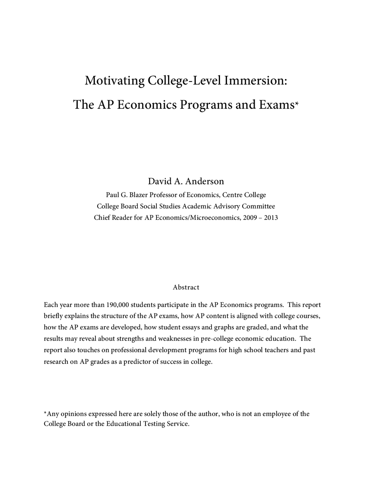 The AP Economics Programs and Exams | Slides Macroeconomics | Docsity