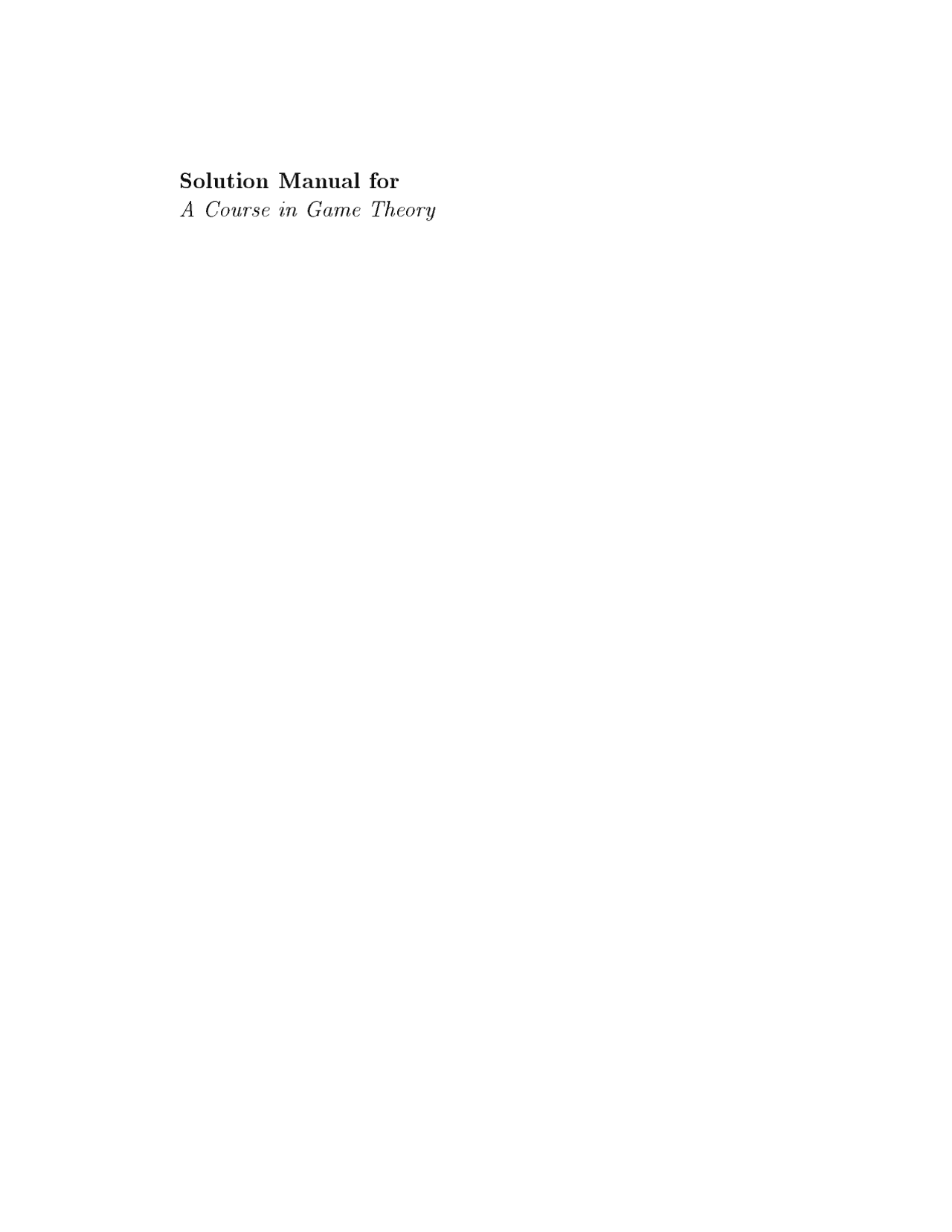 Solution Manual For Slides Game Theory Docsity