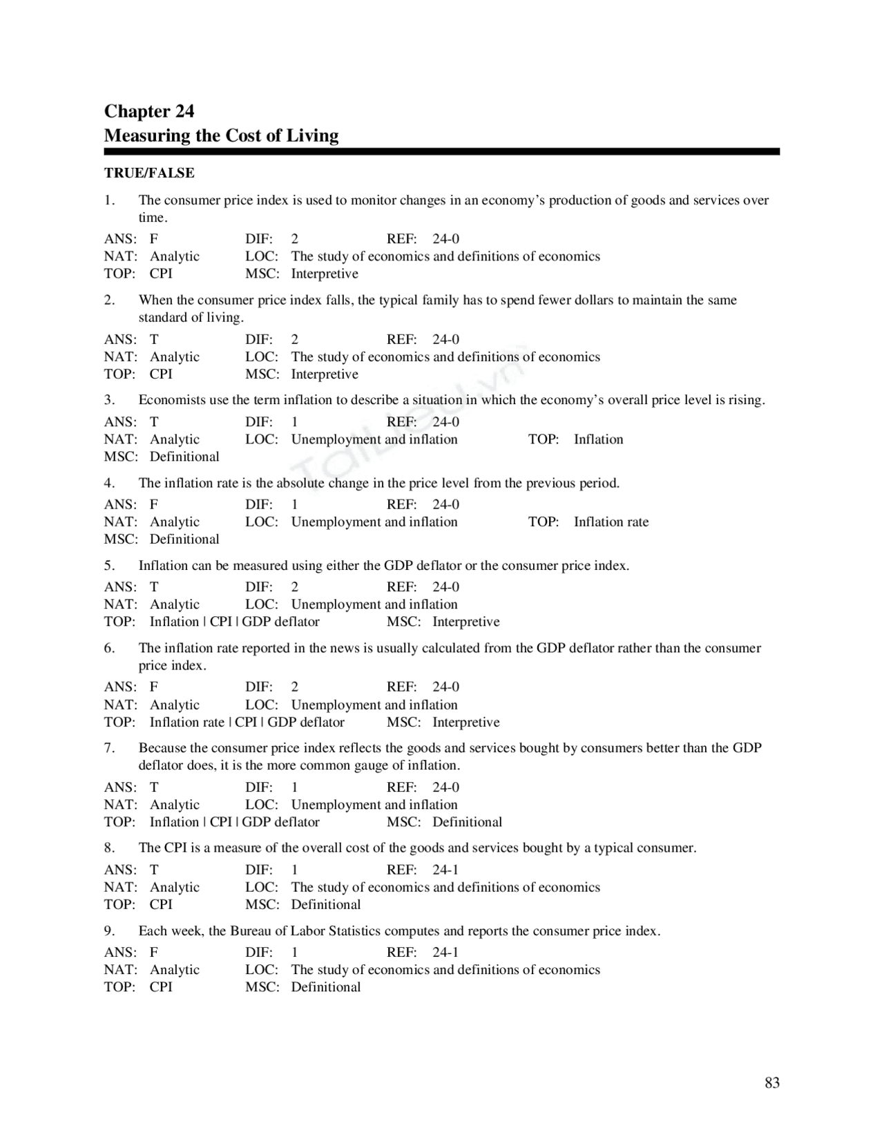 Chapter 24 Measuring the Cost of Living | Schemes and Mind Maps ...