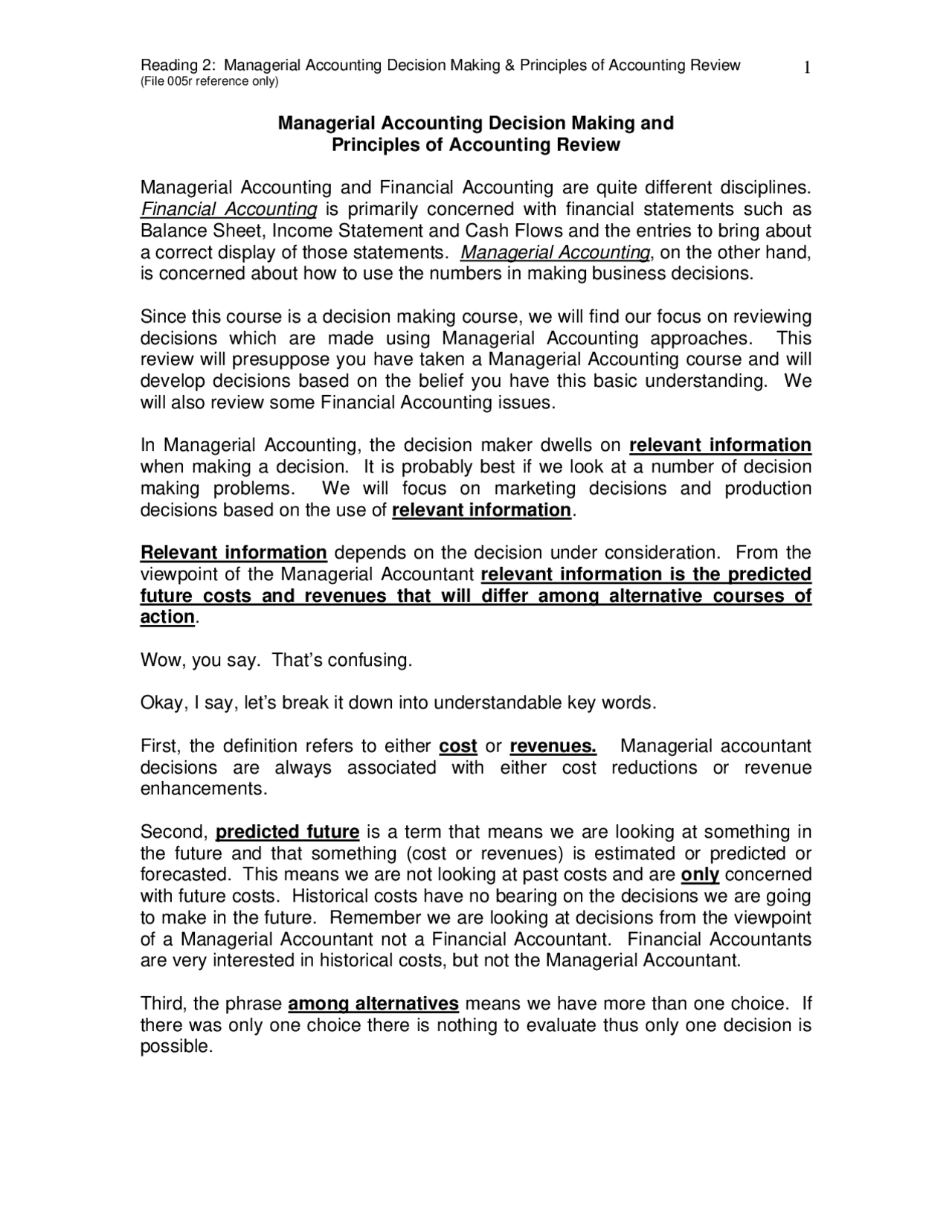 Managerial Accounting Decision Making and | Study notes Accounting ...