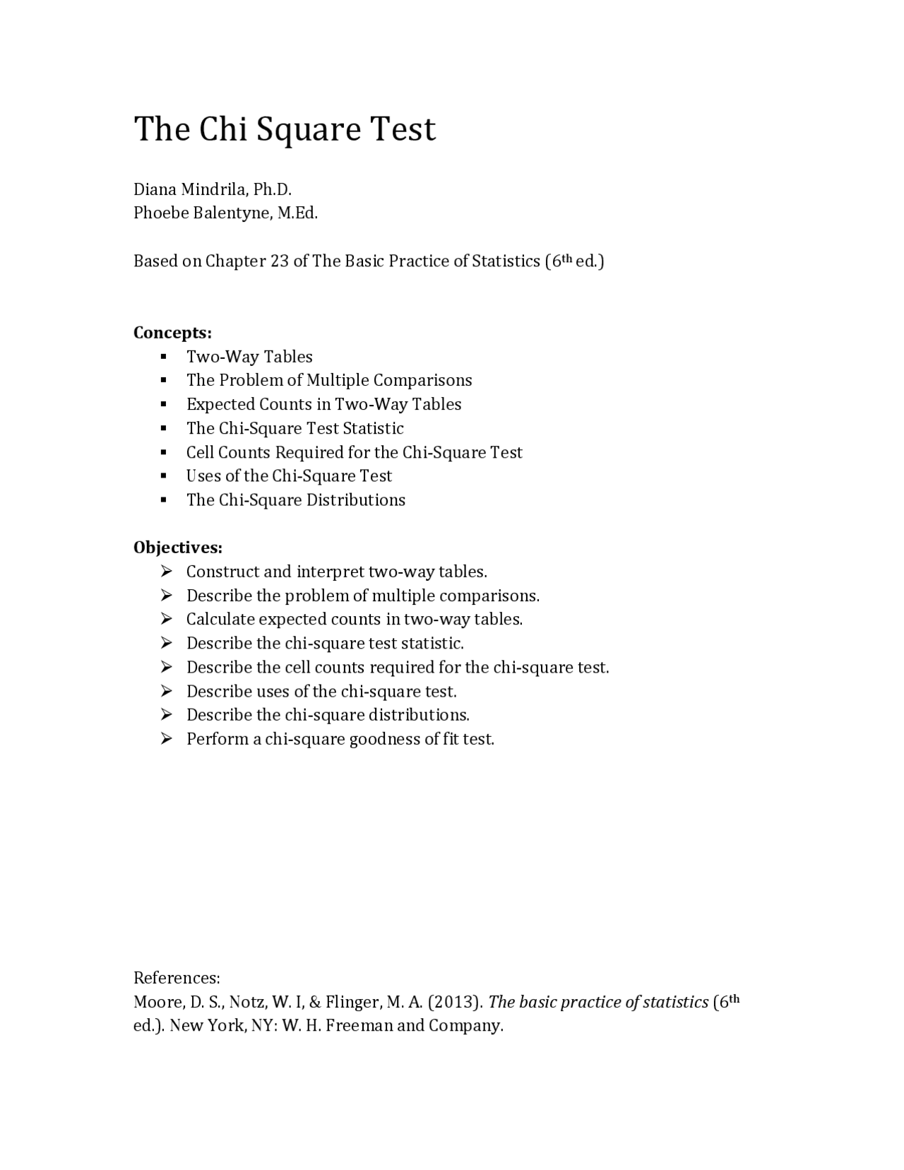 The Chi Square Test | Study notes Statistics | Docsity