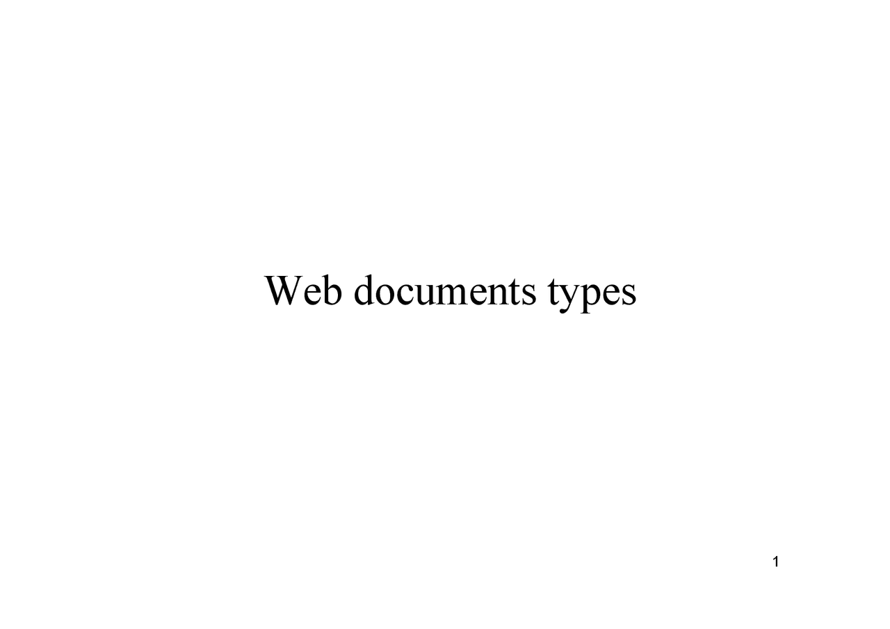 Three Basic Types Of Web Documents Lecture Notes Technology Docsity
