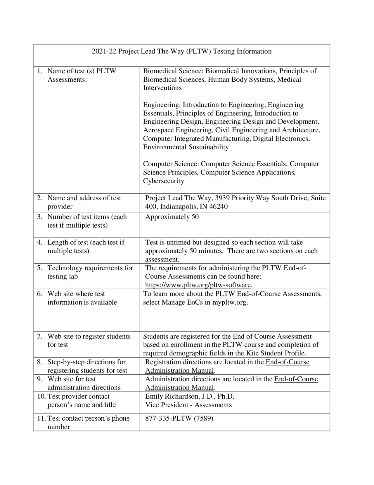 2021-22 Project Lead The Way (PLTW) Testing Information | Study notes ...