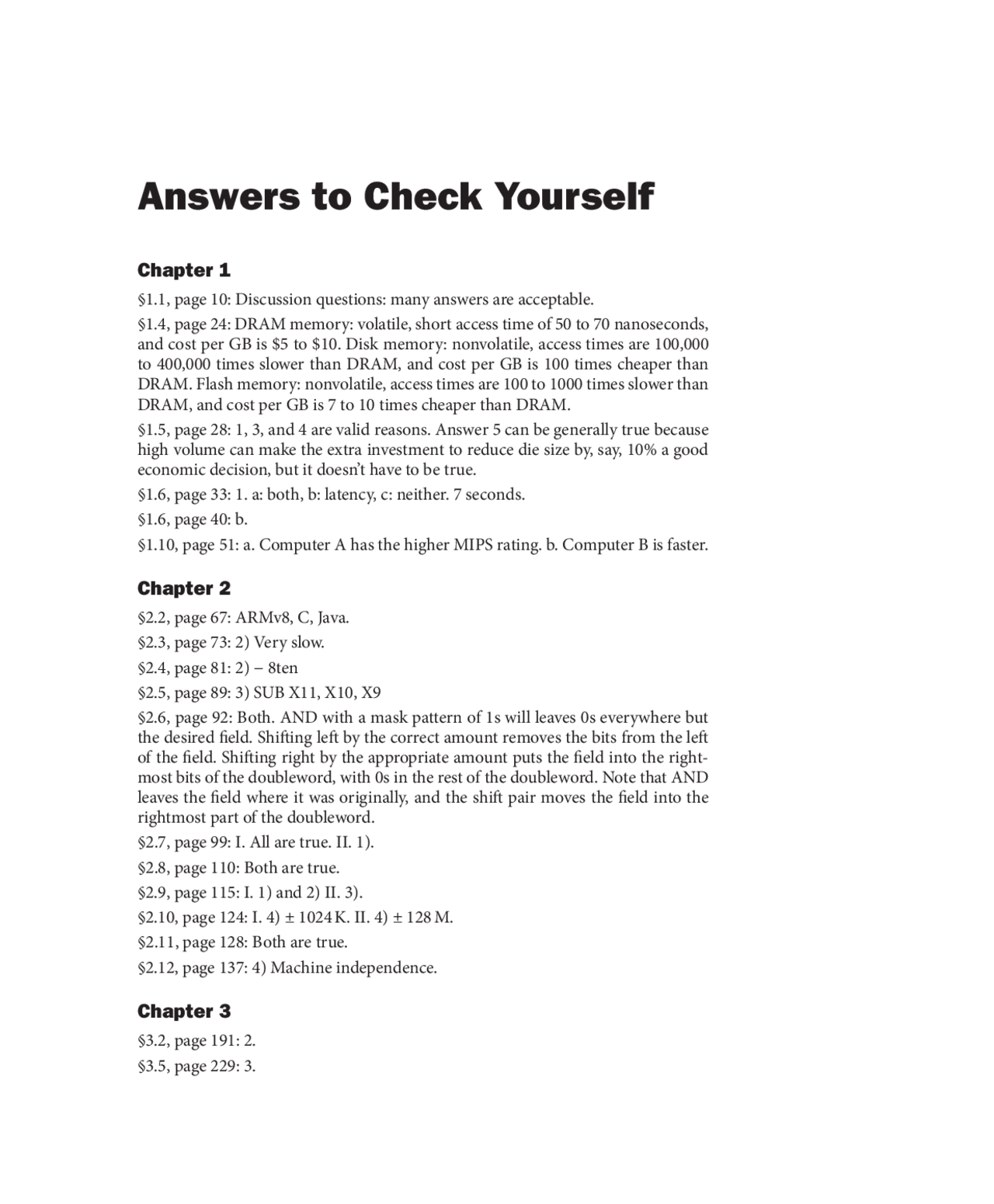 Answers To Check Yourself Computer Architecture And Parallel Computing Summaries Design Docsity