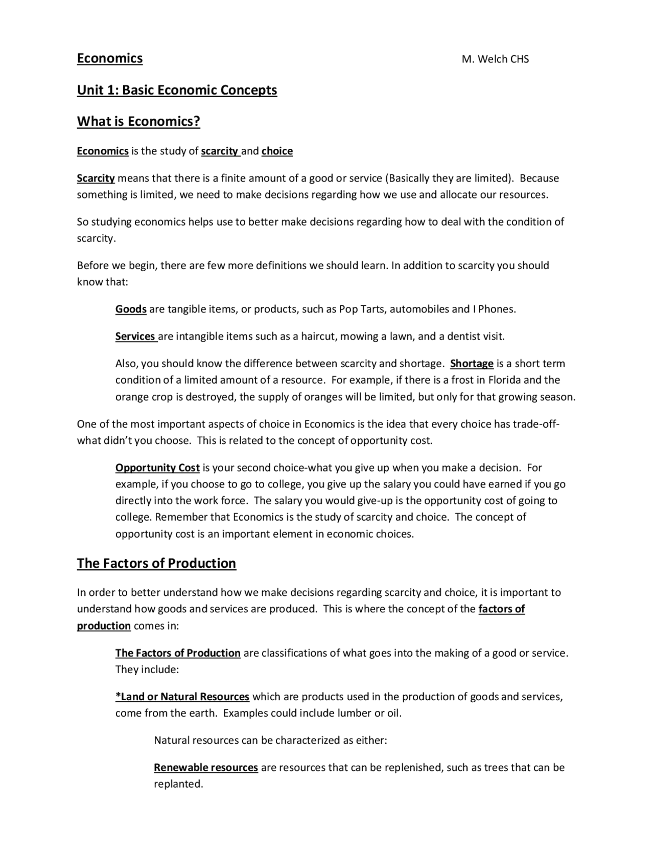 Economics Unit 1: Basic Economic Concepts What is ... | Exams Economics ...