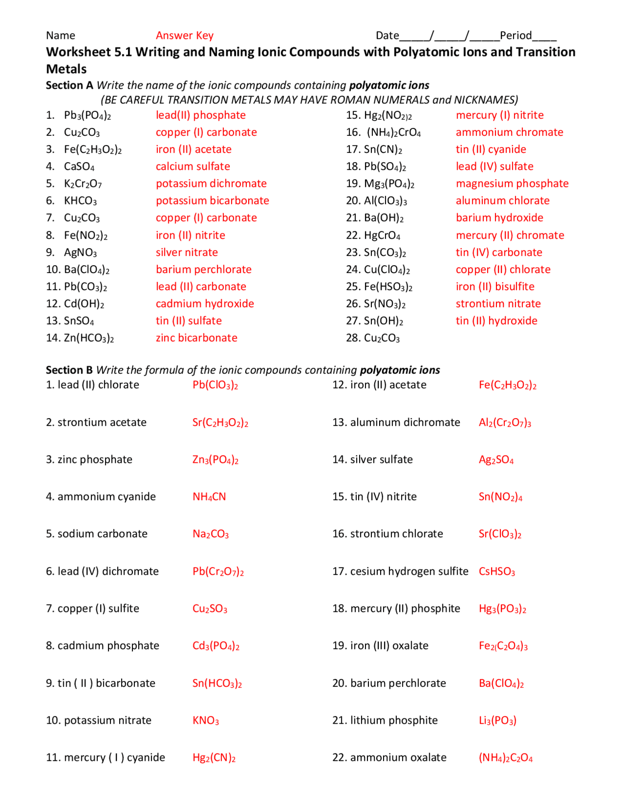 Naming Ionic Compounds