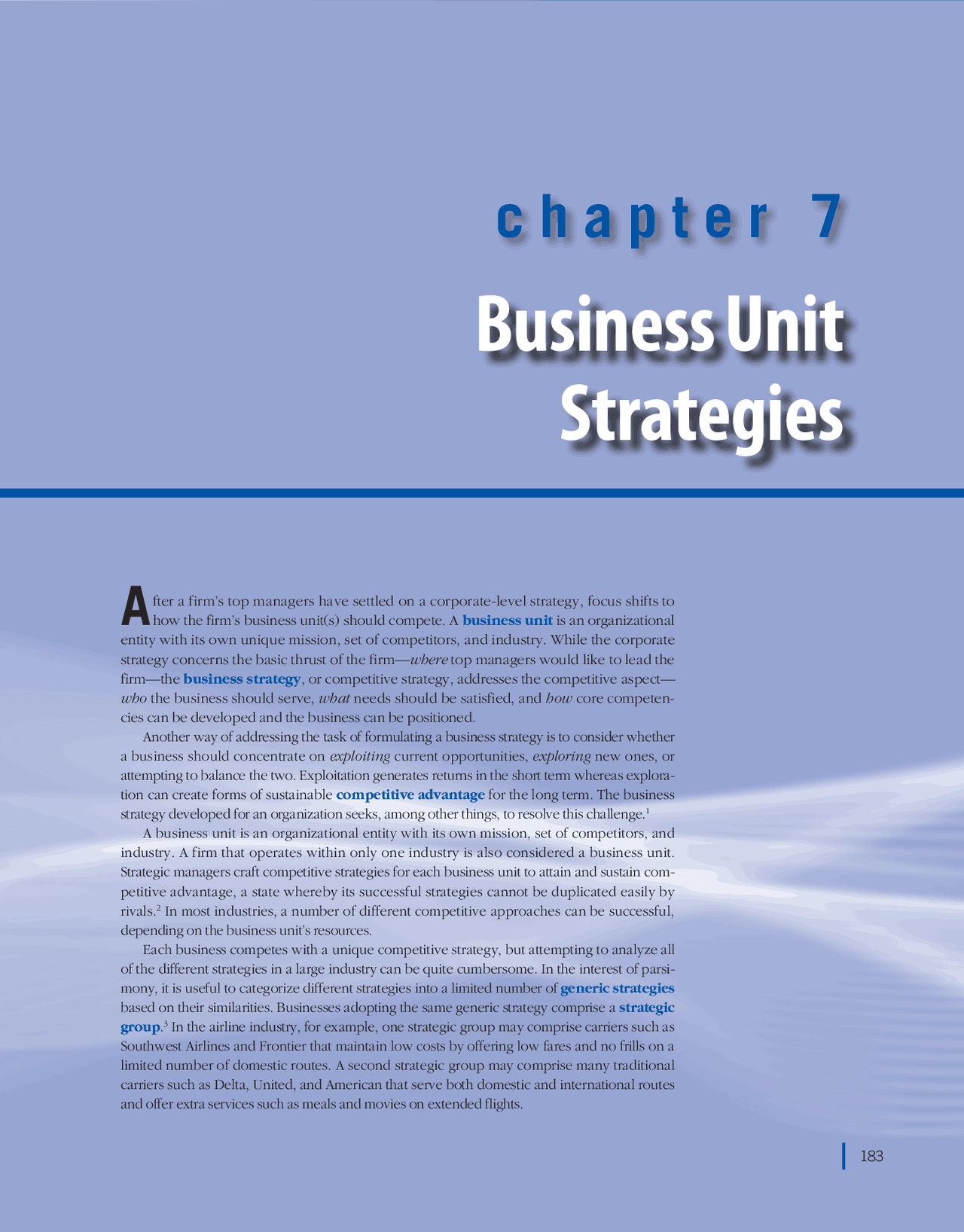 Chapter 7 - Business Unit Strategies | Study notes Business - Docsity