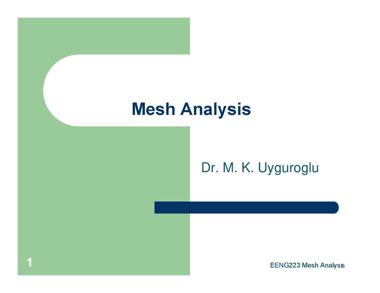 Mesh Analysis.pdf | Slides Basic Electronics | Docsity