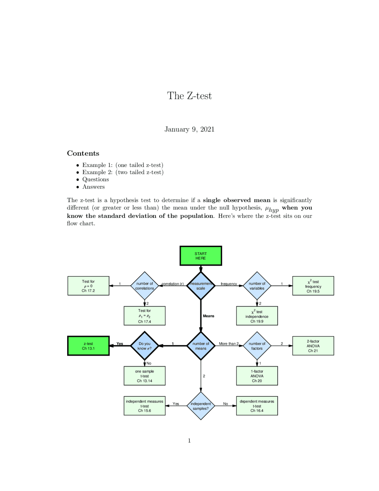 The Z-test | Study notes Business Statistics | Docsity