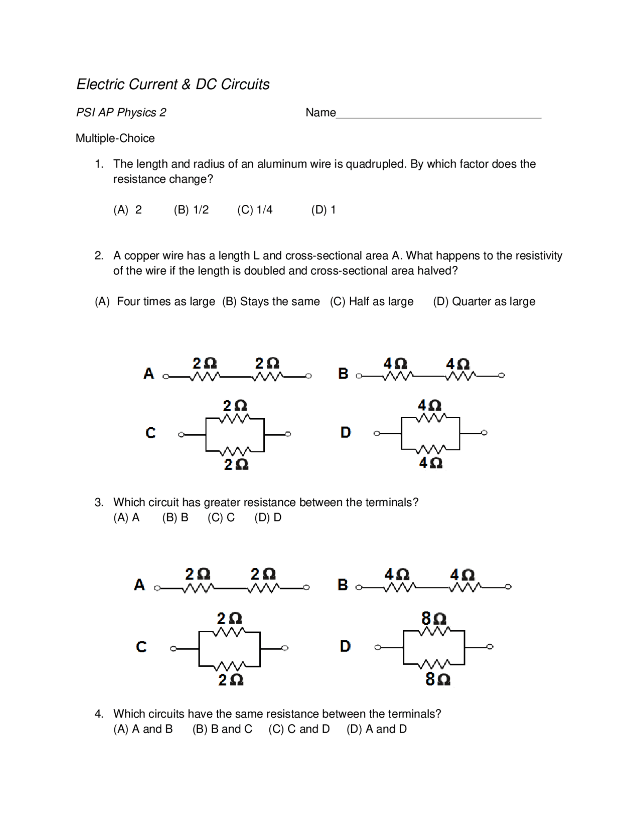 Electric Current And Dc Circuits Lecture Notes Physics Docsity