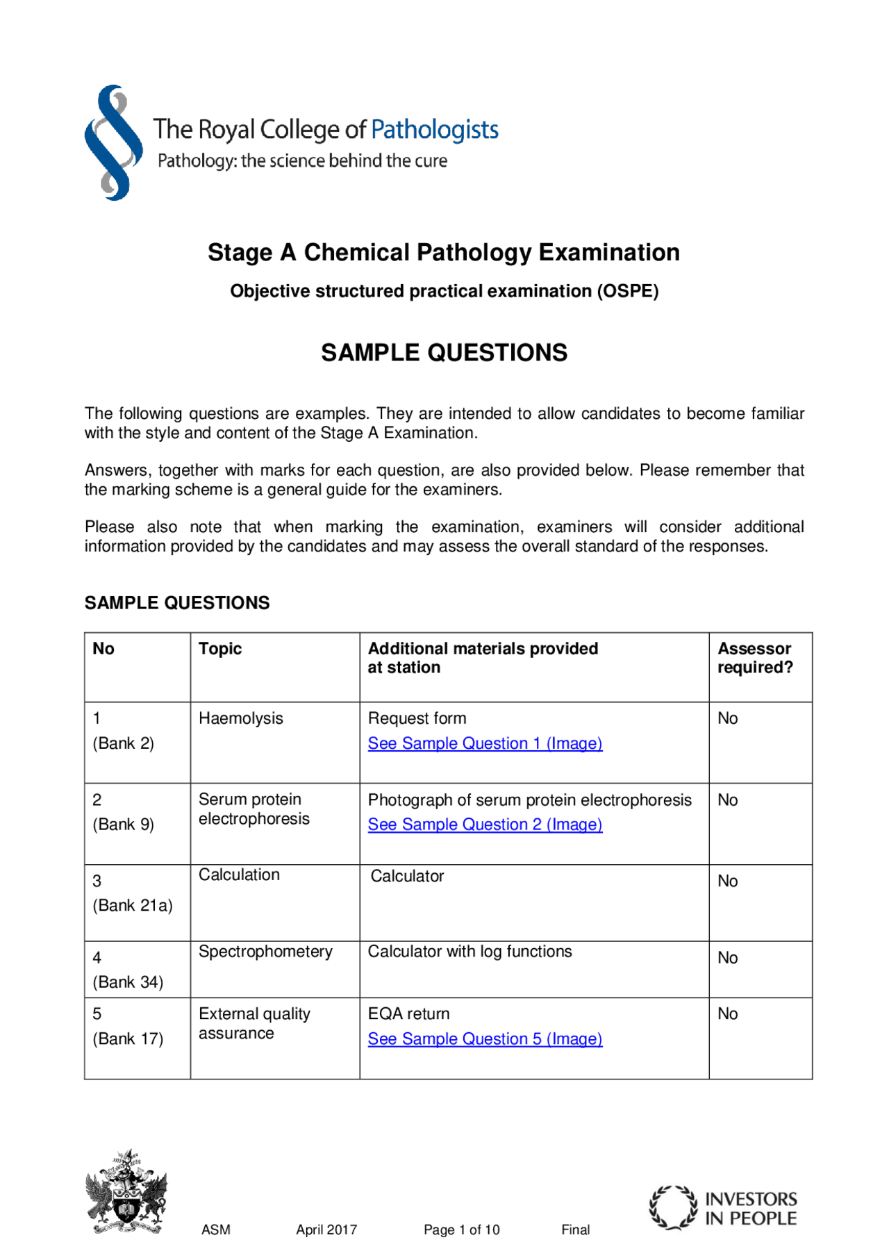 Chemical-Pathology-Stage-A-Examination-Sample-Questions ... | Study ...
