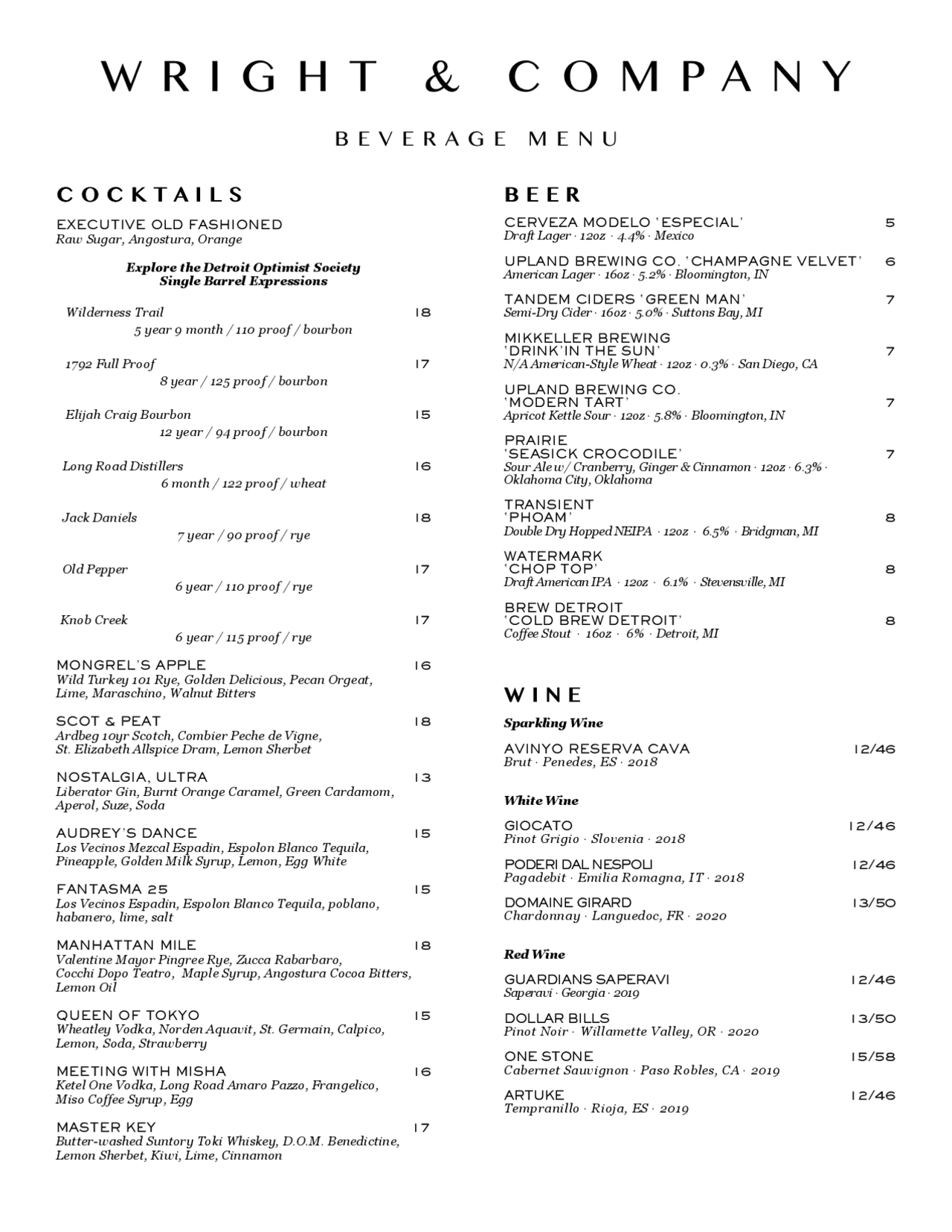 Bev-Menu-126.pdf | Lecture notes Dance | Docsity