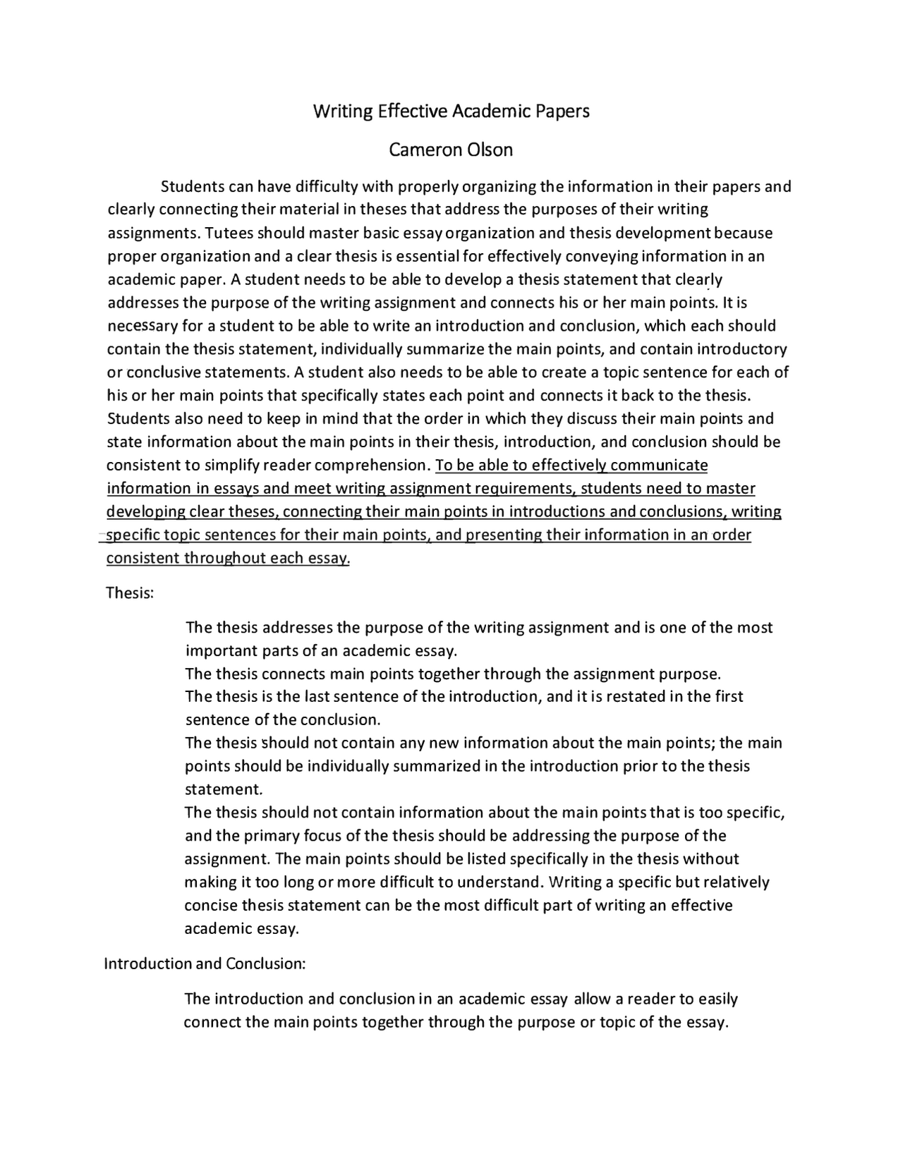 Writing Effective Academic Papers Cameron Olson | Study notes Creative ...
