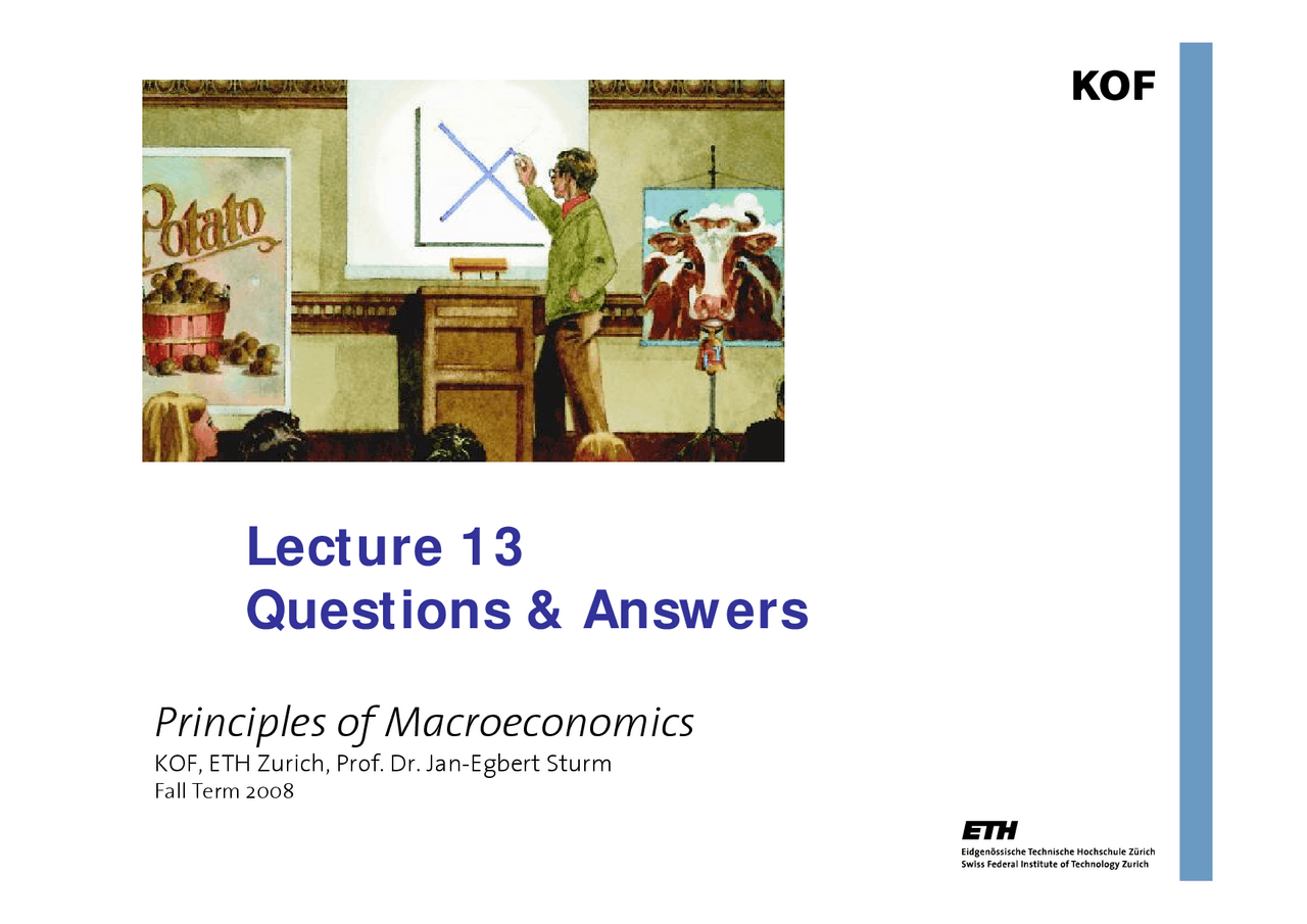 Lecture 13 Questions And Answers Slides Macroeconomics Docsity