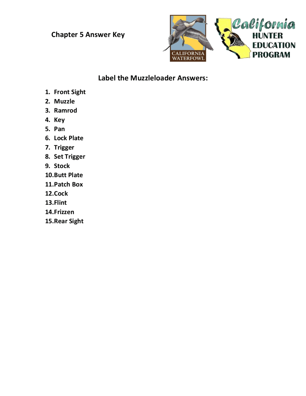 Chapter 5 Answer Key Label the Muzzleloader Answers: | Study notes Life ...