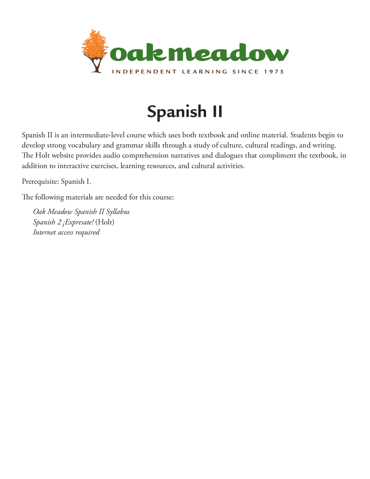 Spanish II Syllabus: A Comprehensive Guide for High School Students ...