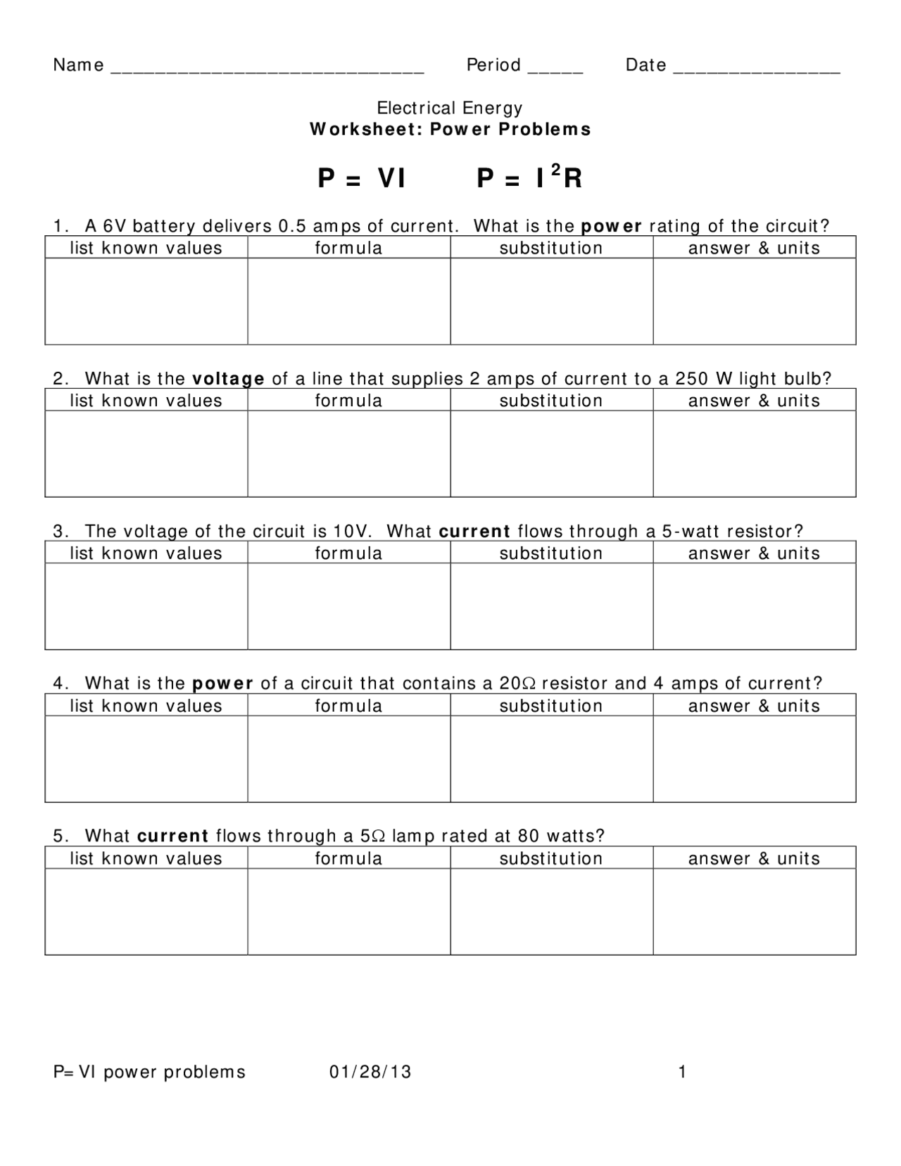 P = VI P = I2R | Study notes Basic Electronics | Docsity