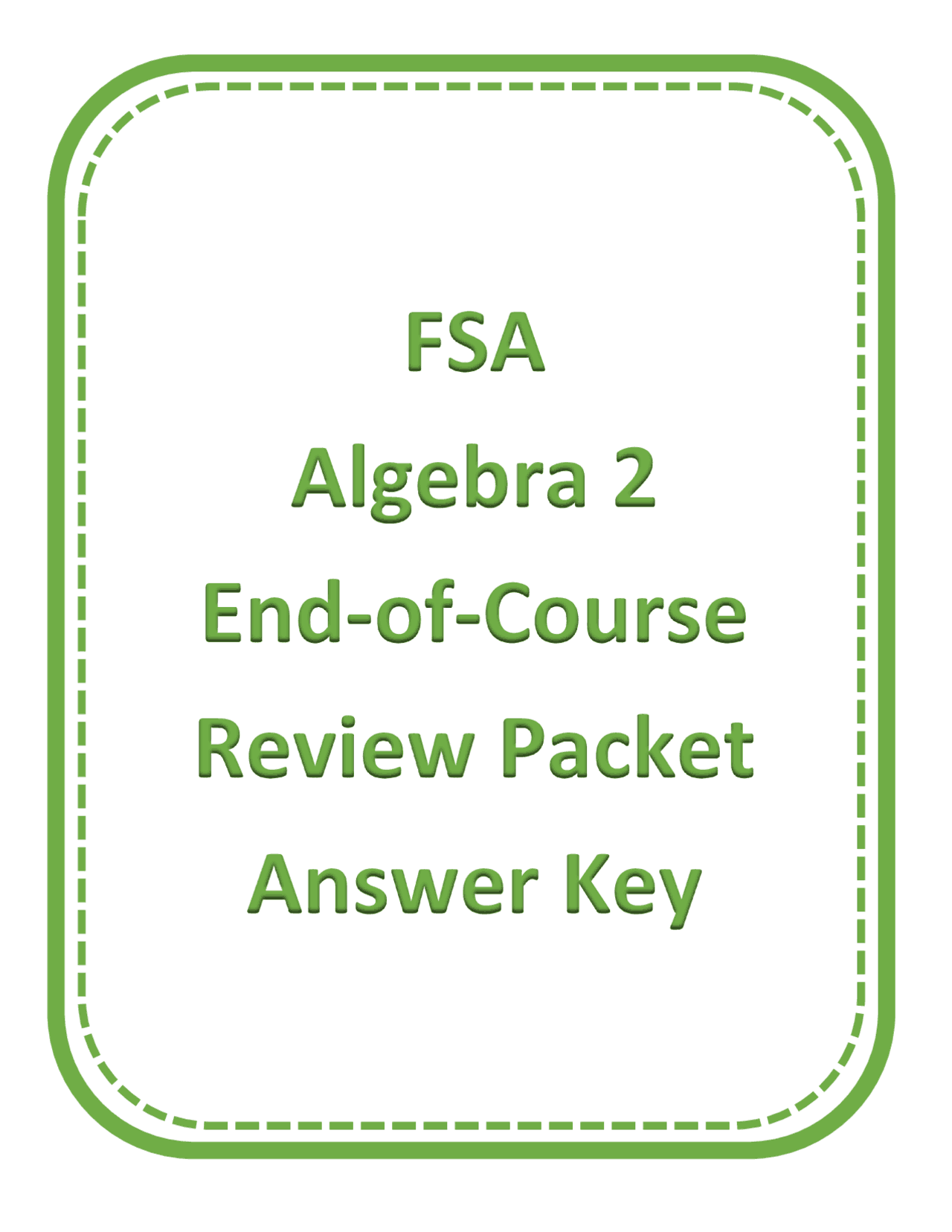 Algebra 2 EOC Review Packet Answer Key (2016-2017) | Study notes ...