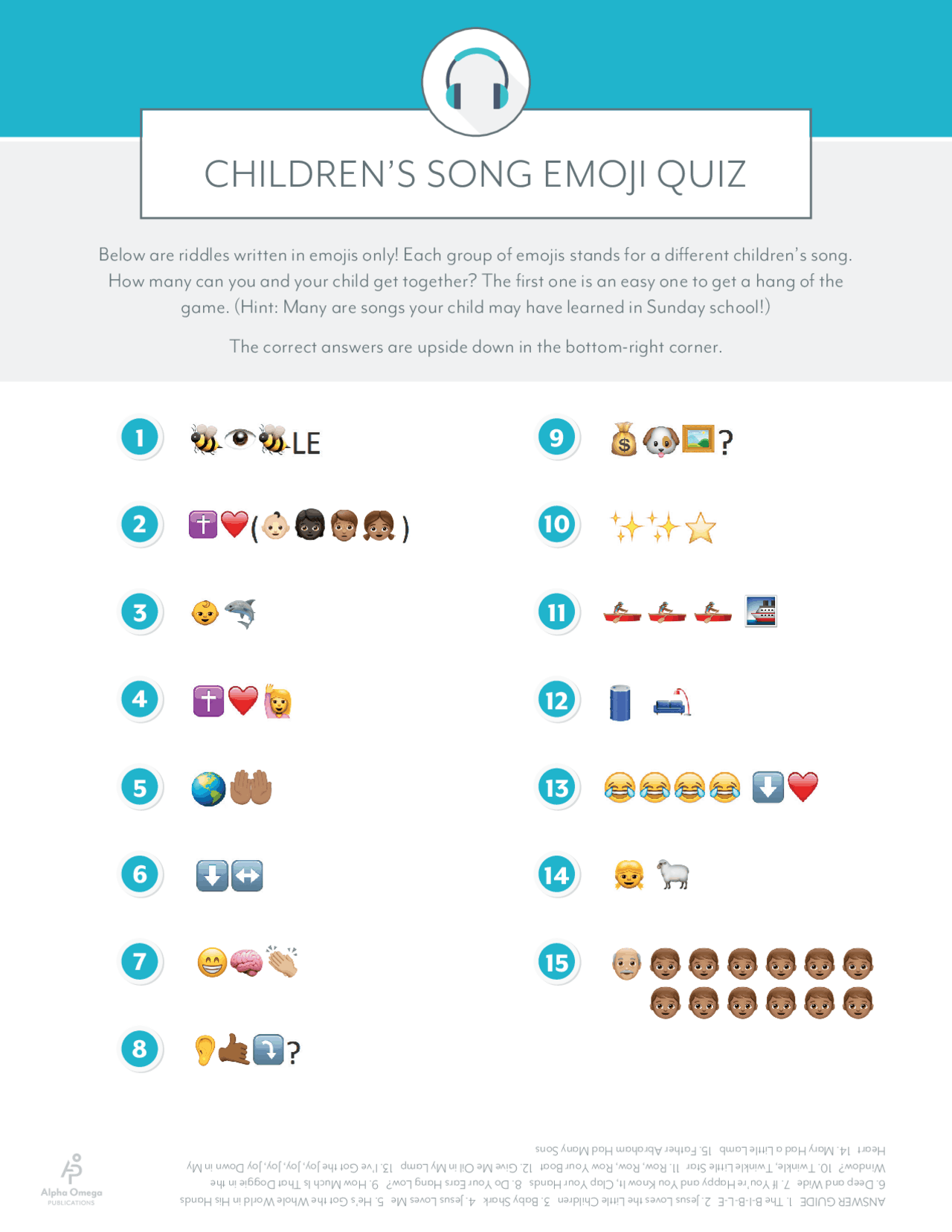CHILDREN'S SONG EMOJI QUIZ | Exercises Childhood Development | Docsity